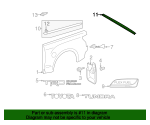 2007-2013 Toyota Tundra Tailgate Molding (Right) 65717-0C051 | OEM ...