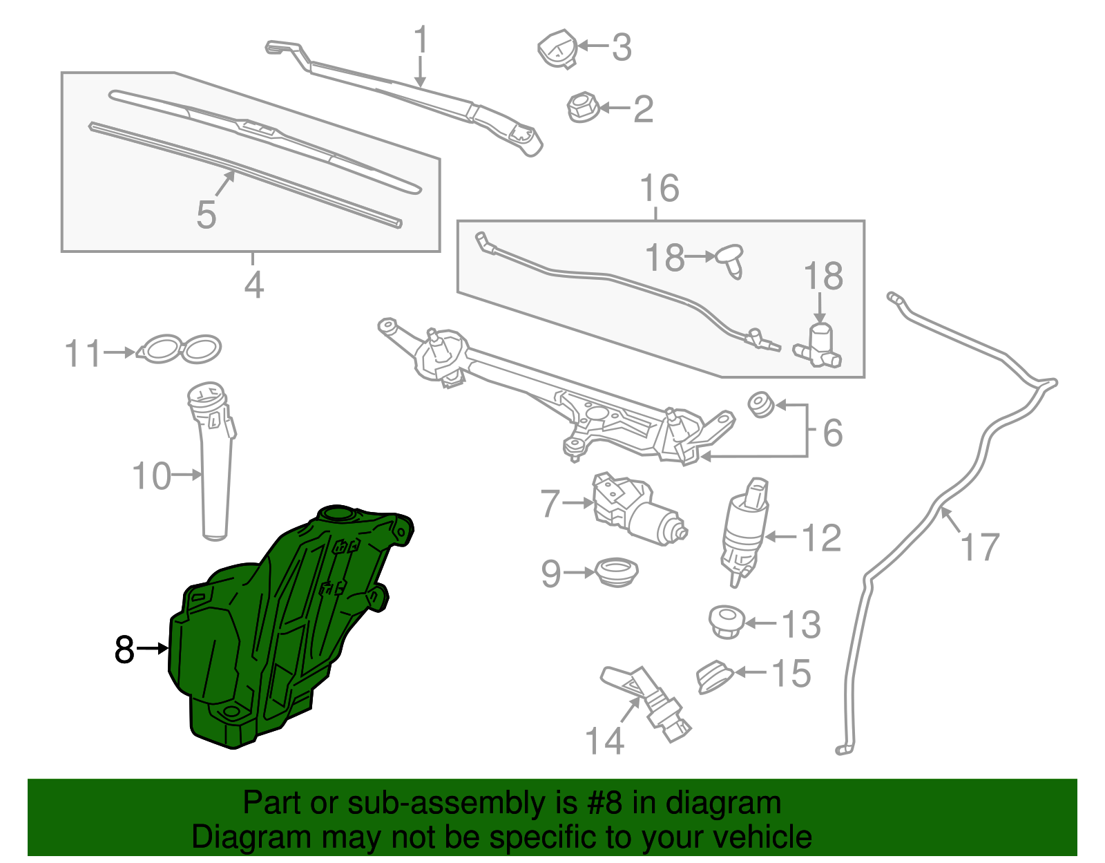 2010-2020 GM Windshield Washer Fluid Reservoir 13311008 | Courtesy Parts