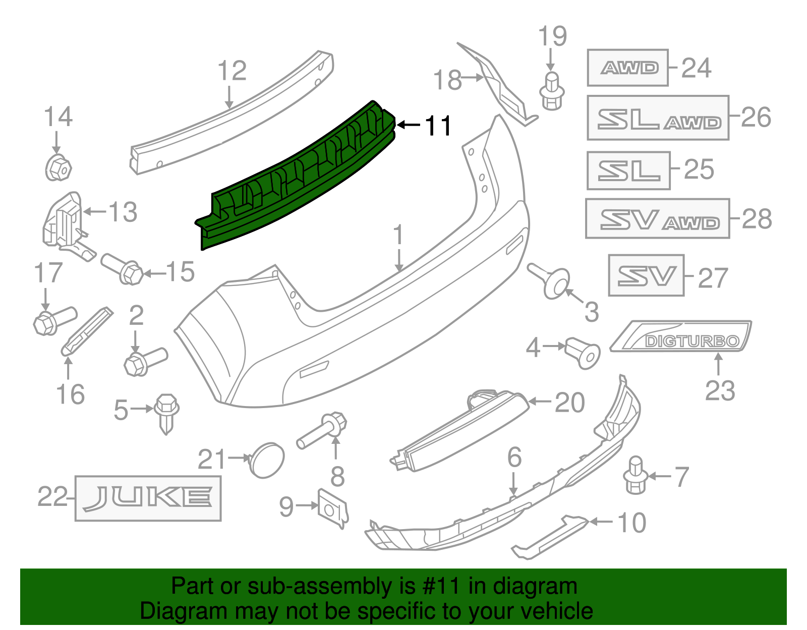 2011-2014 Nissan Juke Energy Absorber 85090-1KA0A | Bill Kay Nissan Parts