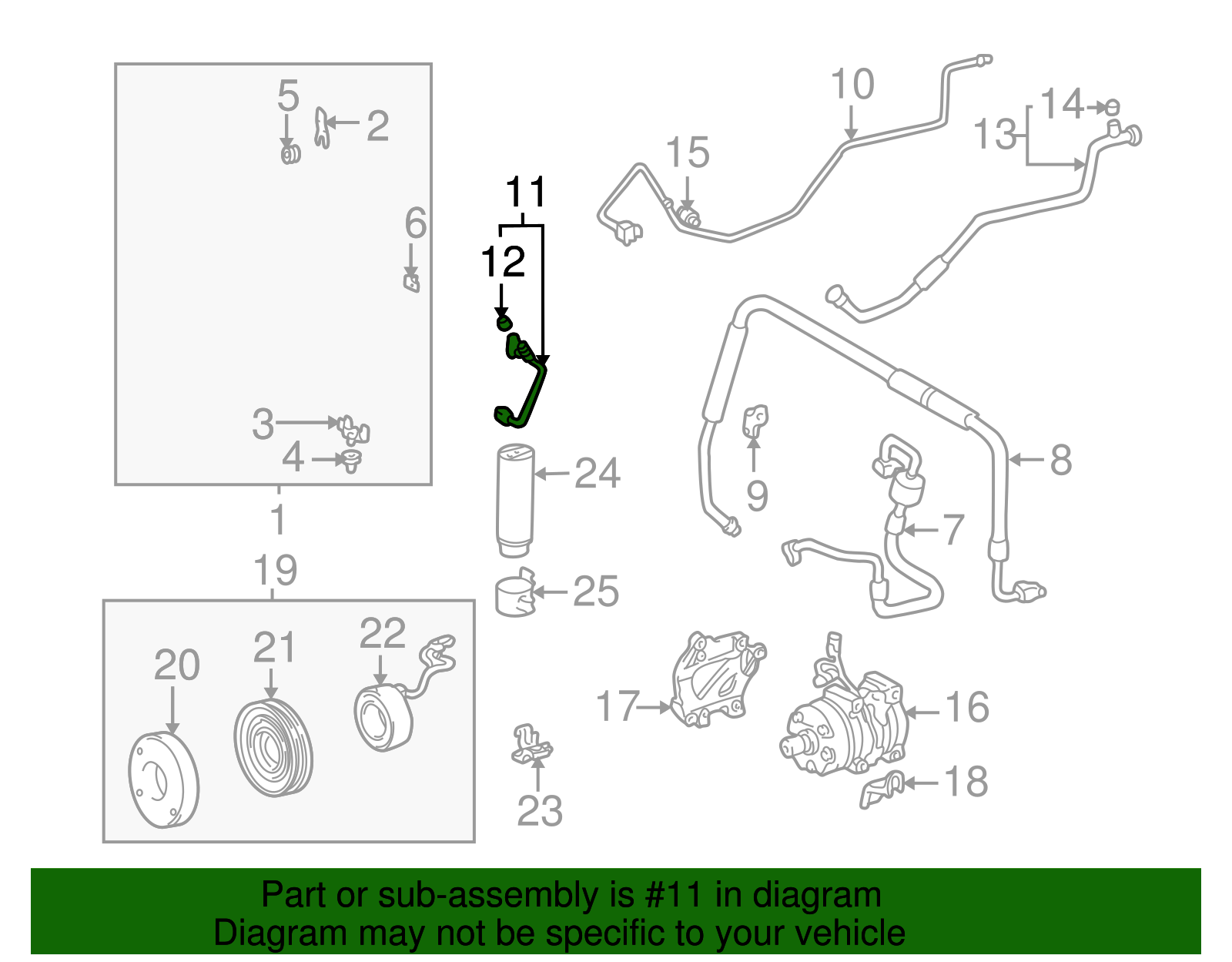 Genuine Toyota Front AC Hose part# 88716-0C140 for 2003-2006 Toyota ...