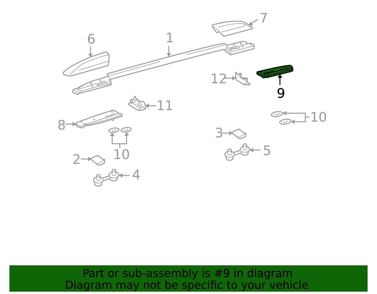 2008-2013 Toyota Highlander Roof Luggage Carrier Side Rail Gasket 63489 ...