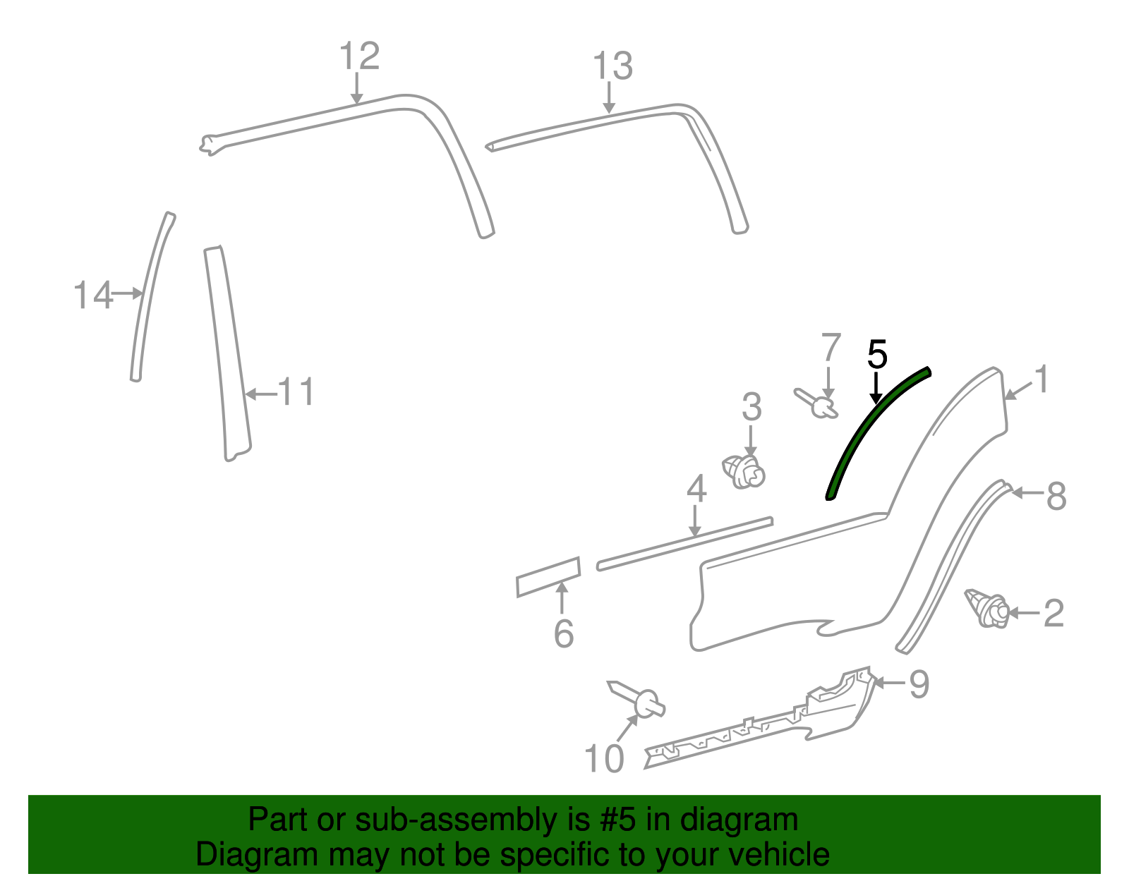 Toyota Parts Pad, Quarter Panel Moulding, No. 1 75659-35100 | Toyota ...