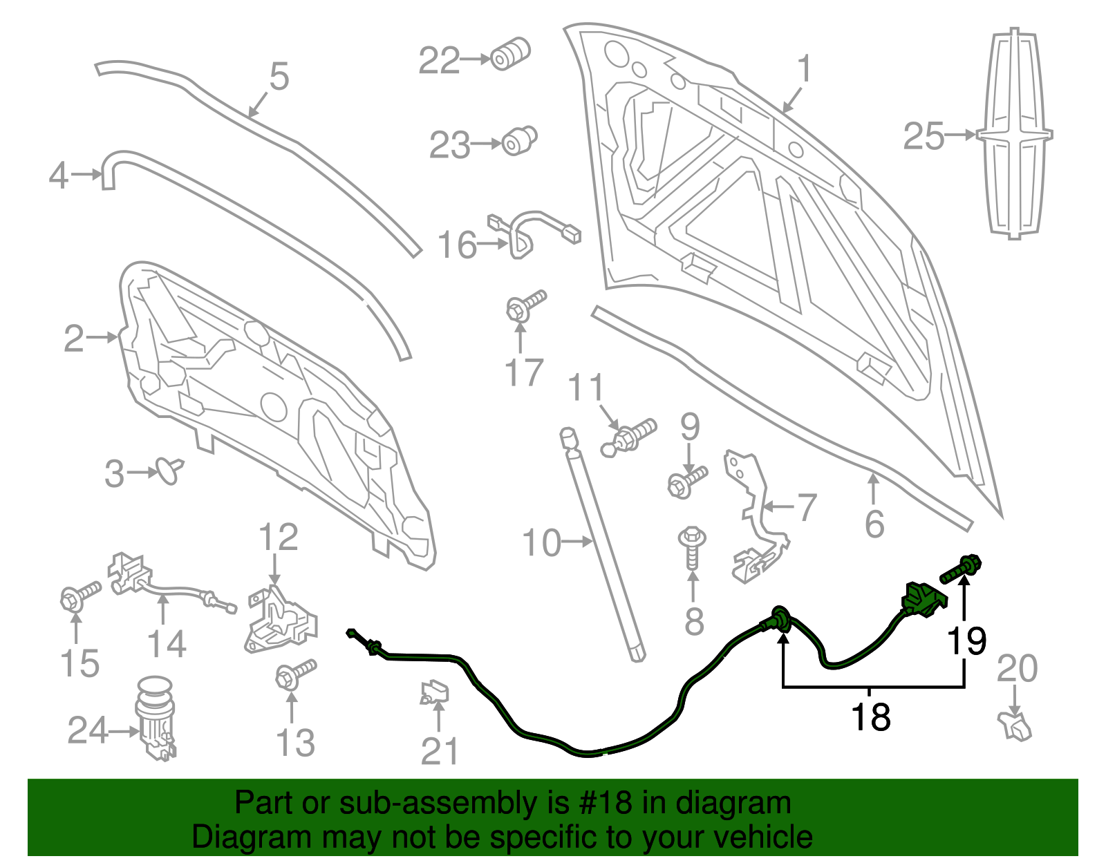 2010-2019 Ford | Release Cable | AA5Z-16916-A | Walls' Ford Parts