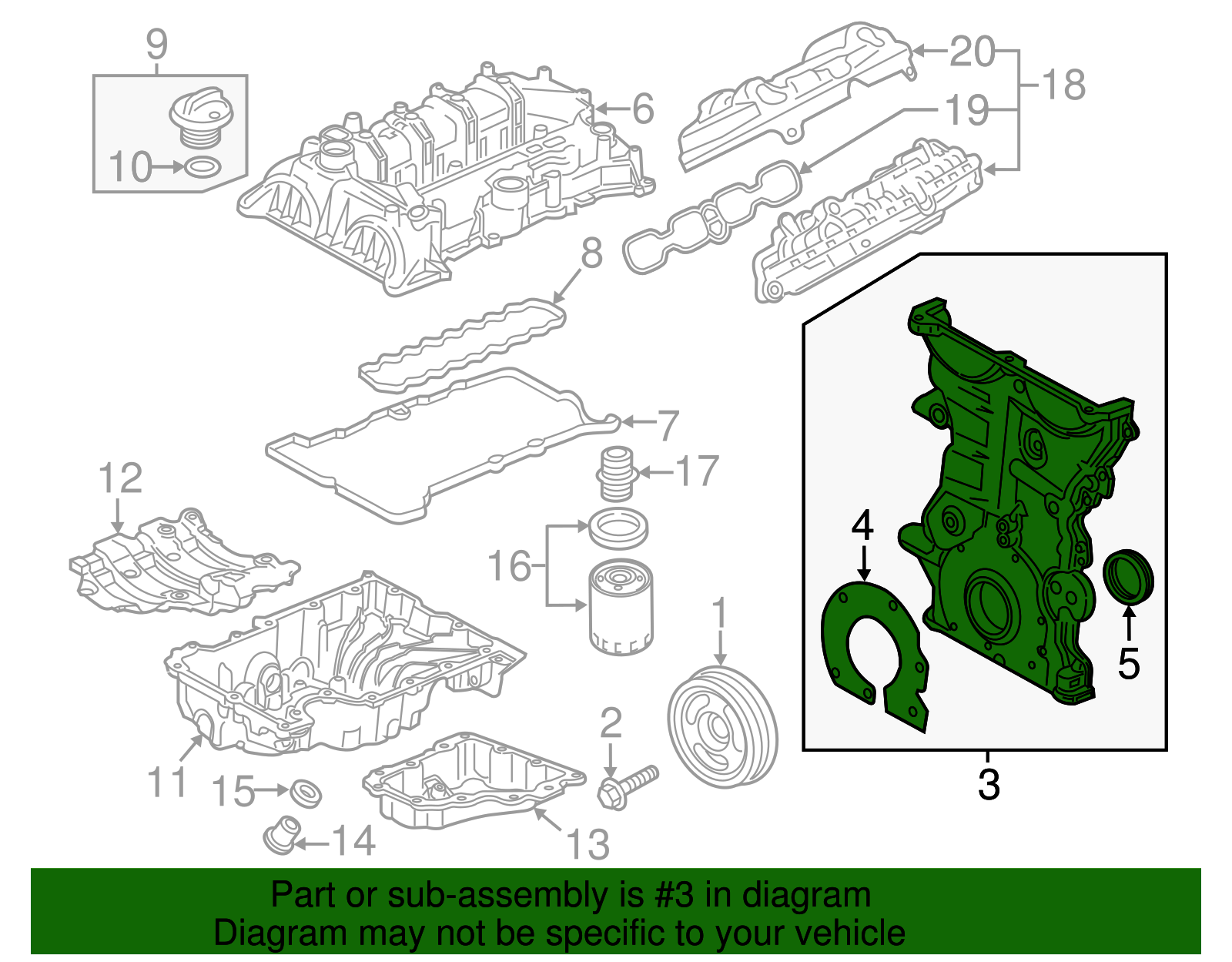 2016-2025 GM Engine Front Cover with Crankshaft Front Oil Seal 12695111 ...