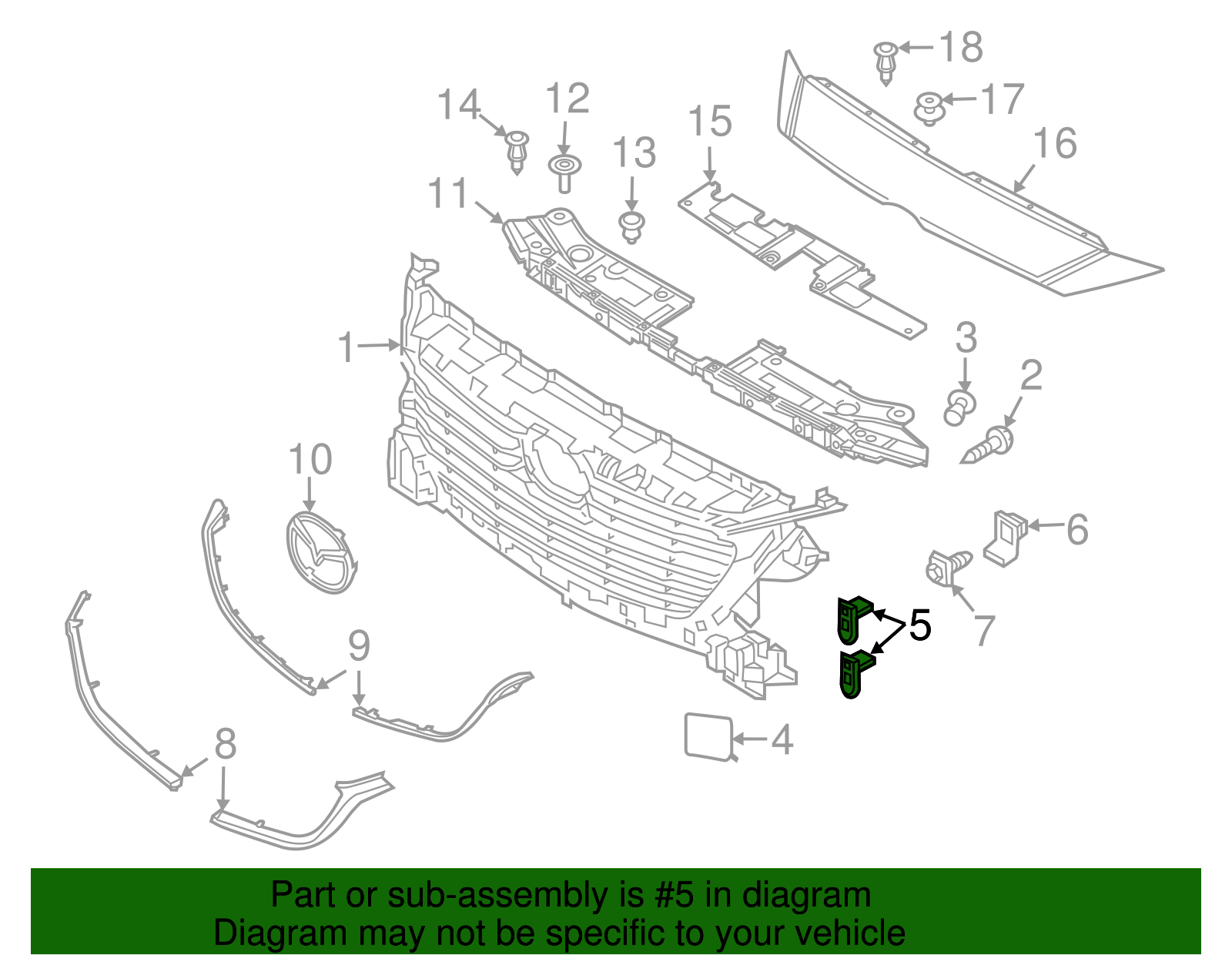2017-2018 Mazda 3 | Grille Support Bracket | BANE-50-153 | Mazda Online ...