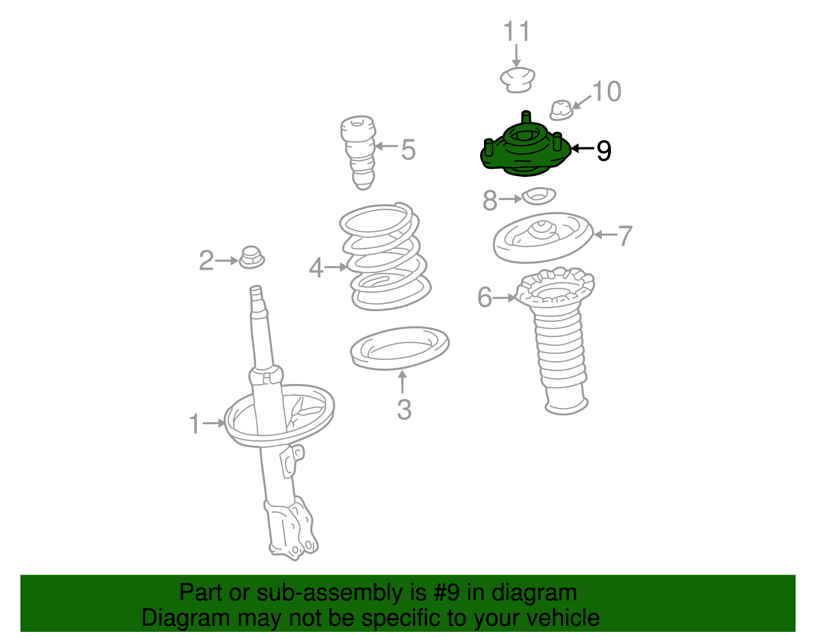 48609-02190 - Suspension Strut Mount (Left, Right, Front) 2009-2019 ...