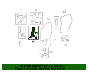 62414-48030-E0 - Door Pillar Post Trim Set - 2008-2013 Toyota ...