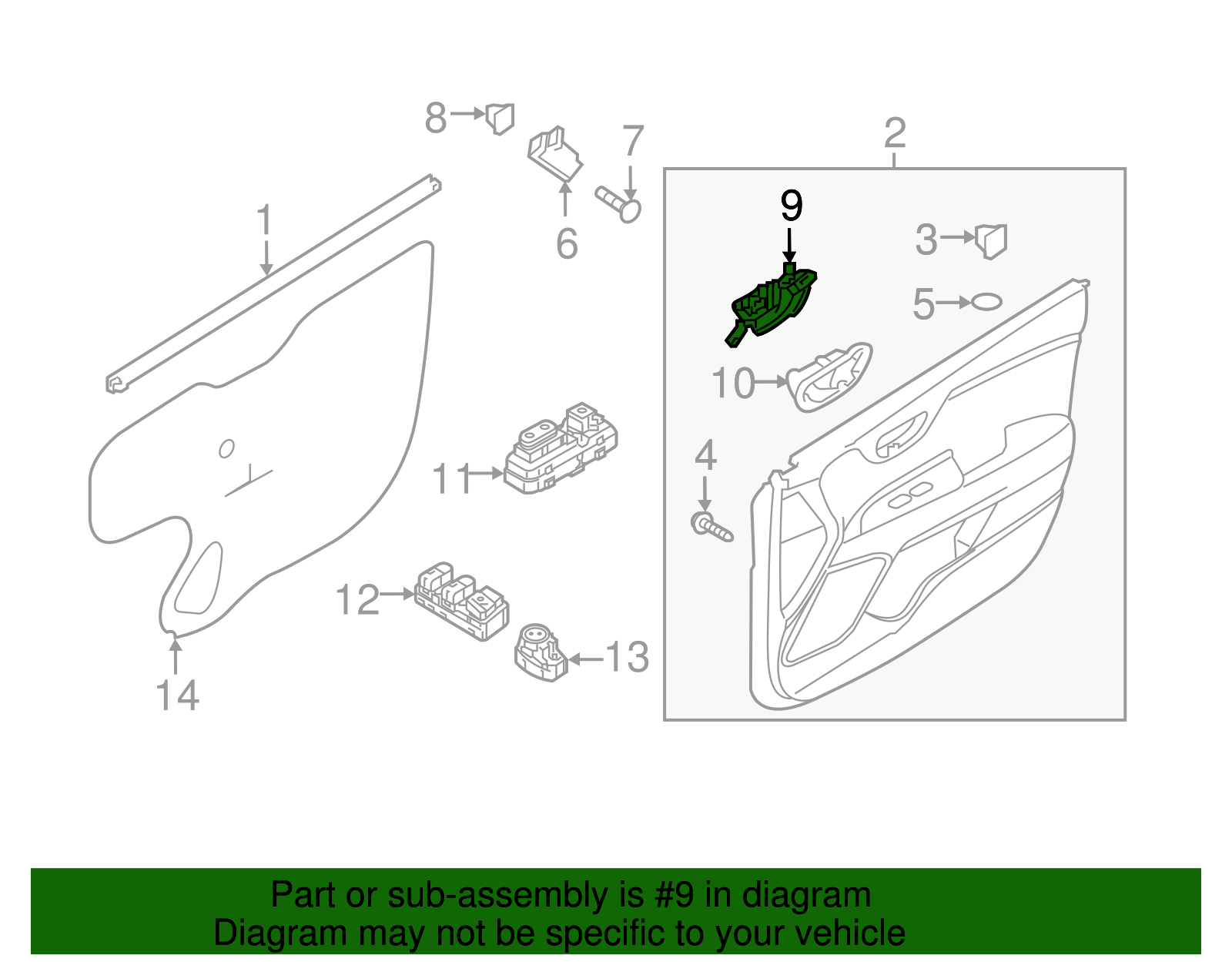 2018-2023 Kia Rio | Handle, Inside | 82620-H8000LEF | Kia Auto Parts