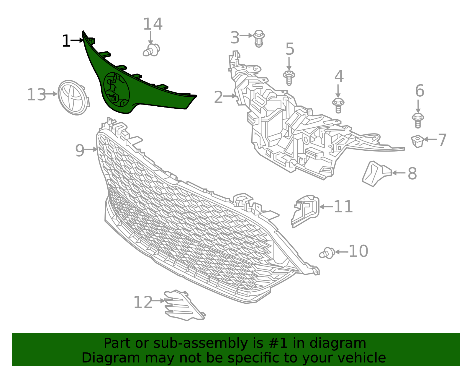 Genuine Toyota Upper Grille part# 53111-02E60 for 2019 Toyota Corolla ...