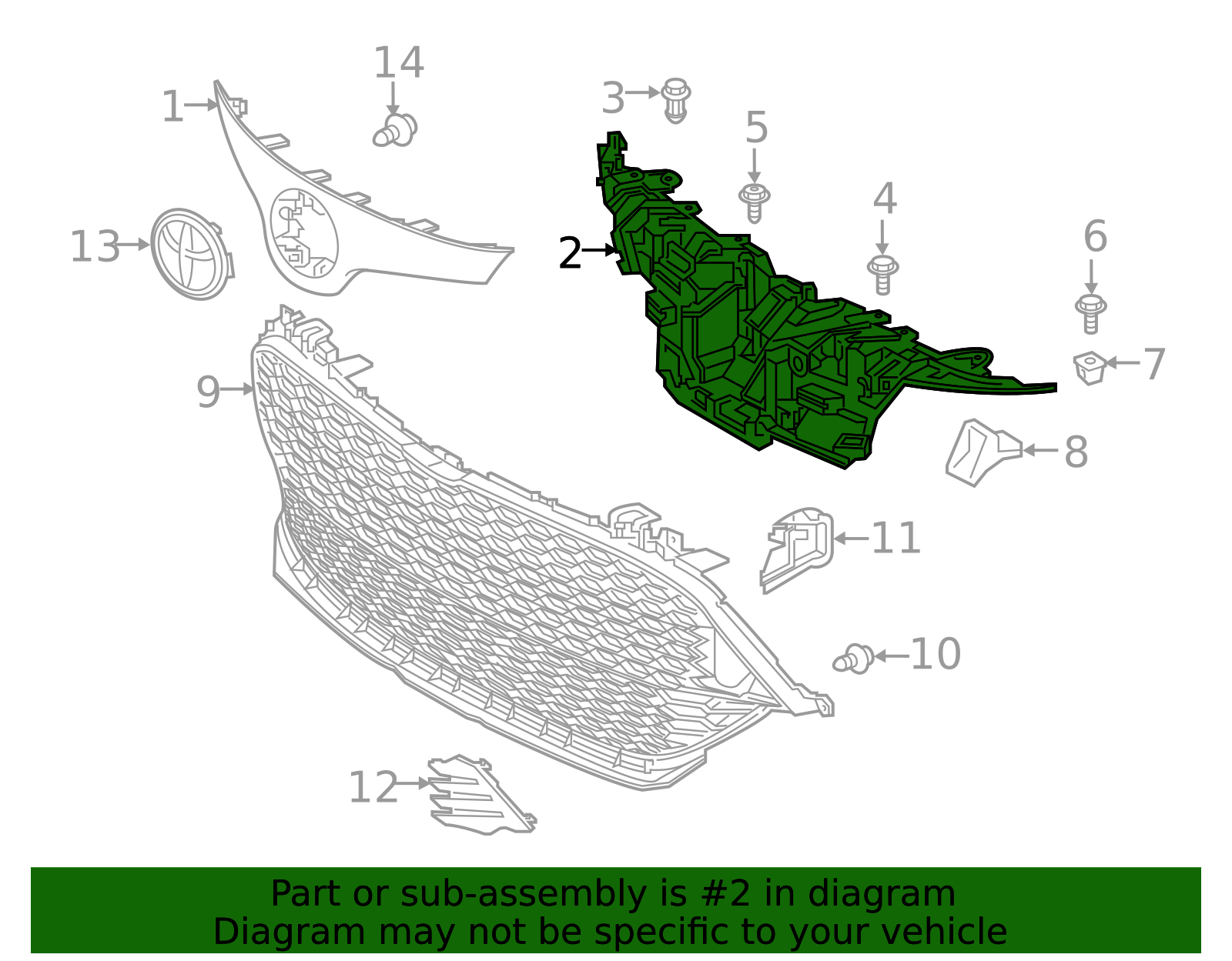 Genuine Toyota Grille Reinforcement part# 53114-12230 for 2019-2025 ...