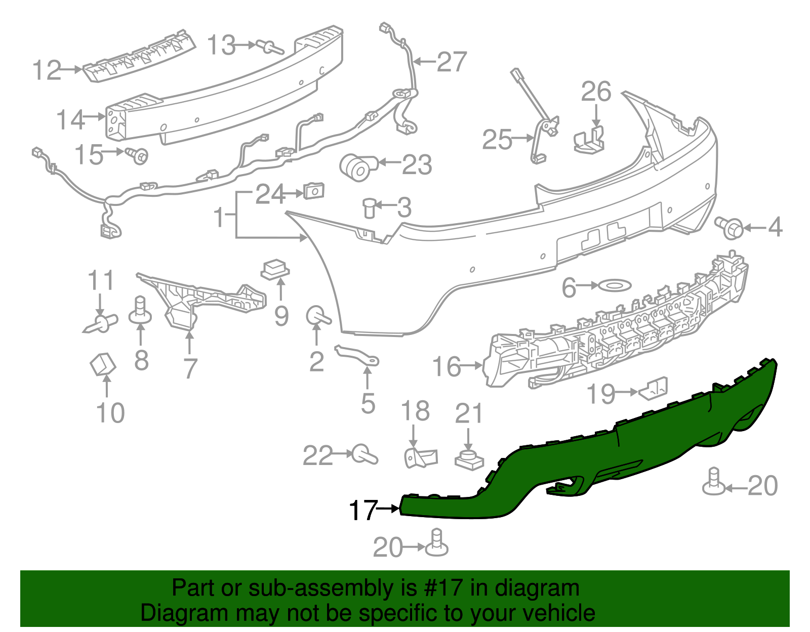 2014-2015 Chevrolet Camaro Fascia,Rr Bpr Lwr 22829476 | GM Parts Center