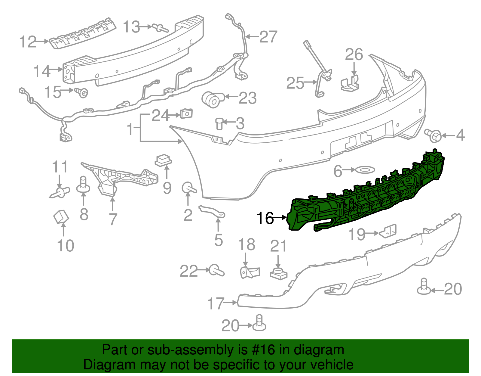 22829531 - 2014-2015 Chevrolet Camaro - Rear Bumper Energy Absorber ...