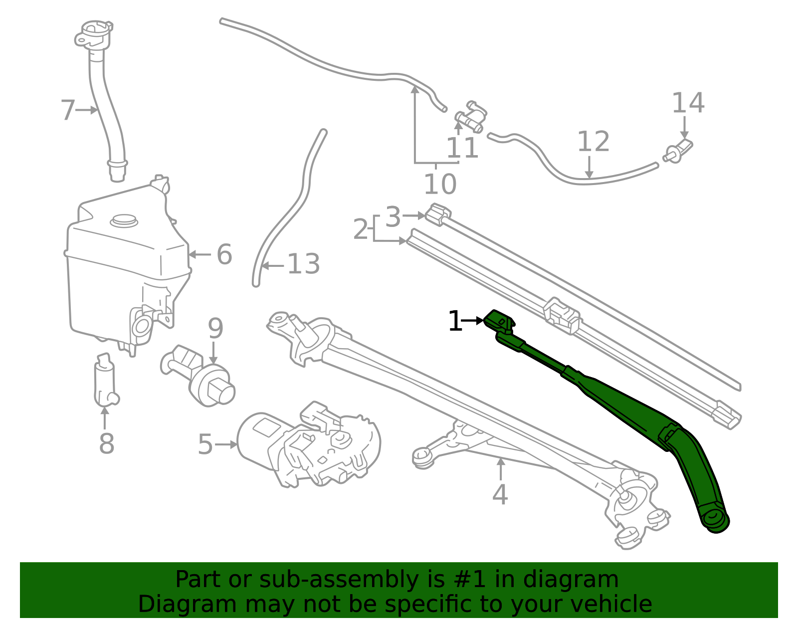 2024-2025 Toyota Tacoma Wiper Arm 85221-AK010 | Toyota Parts Center