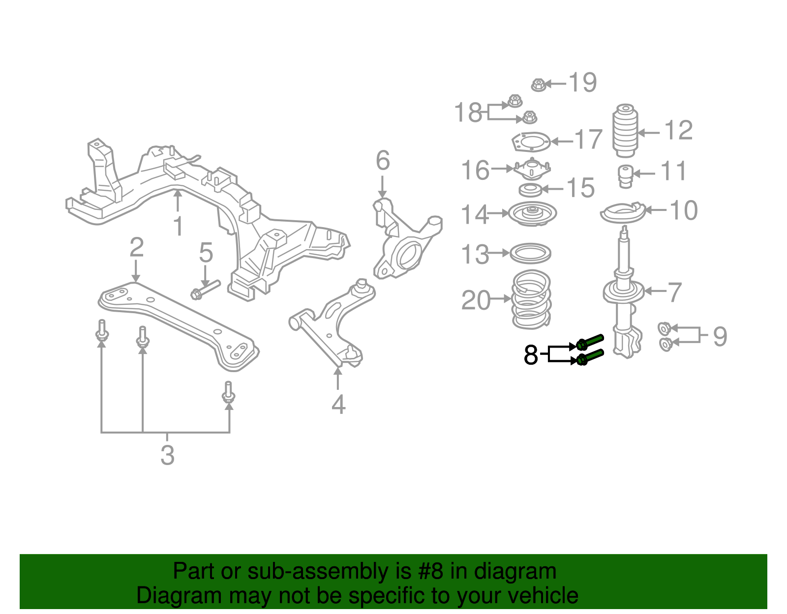 2008-2012 Ford | Strut Mount Bolt | W711998-S439 | Walls' Ford Parts