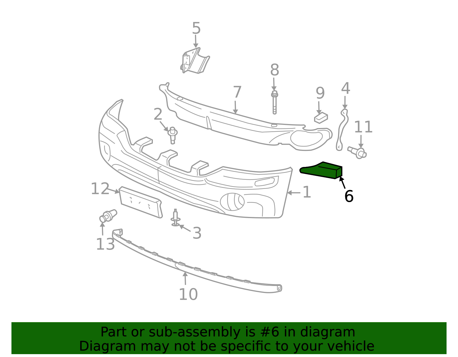 2006-2009 GMC Front Driver Side Bumper Fascia Spacer 12335949 | Capital ...