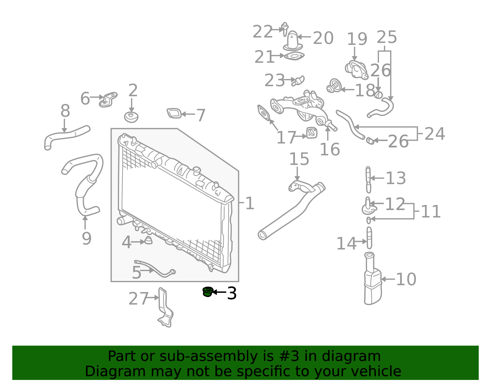 25336-2C071 - Radiator Assembly Lower Insulator - 2007 2008 Hyundai ...