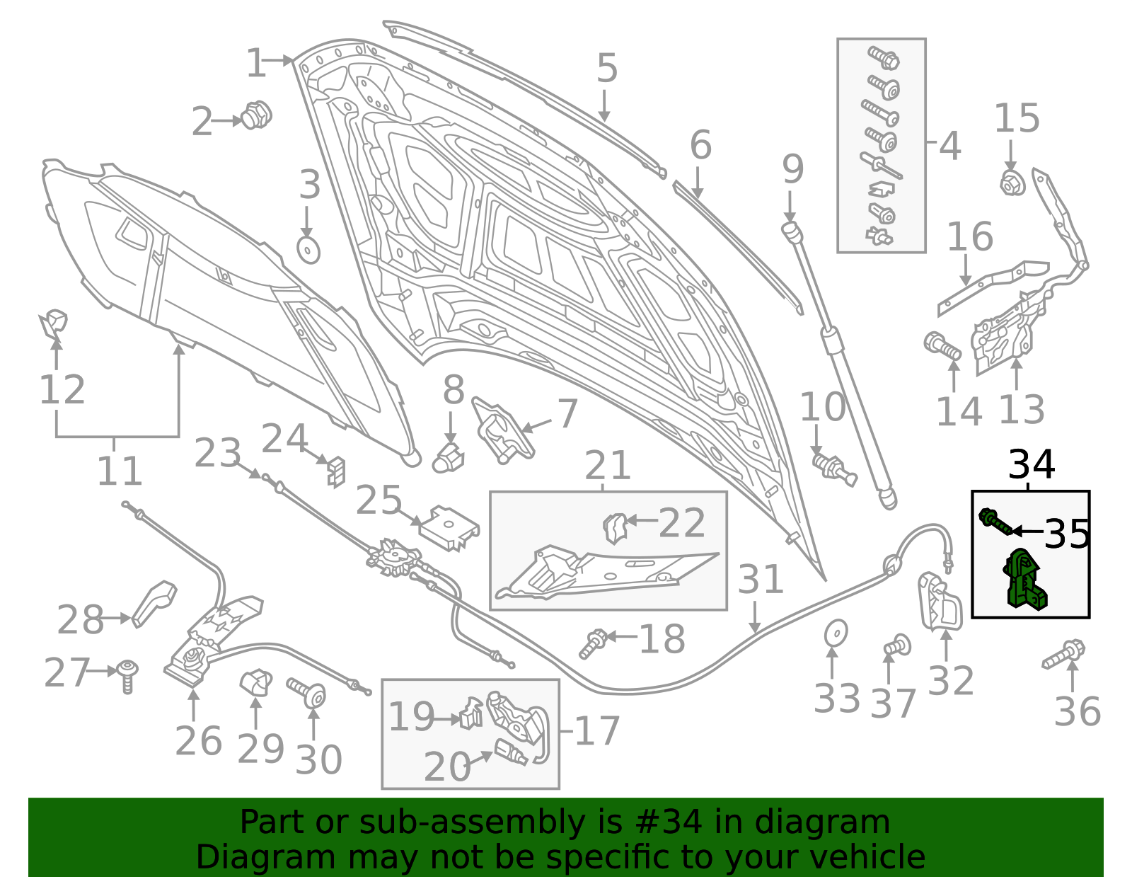 2019-2025 Audi Hood Release Handle Bracket 4K1-823-633-B | TascaParts.com