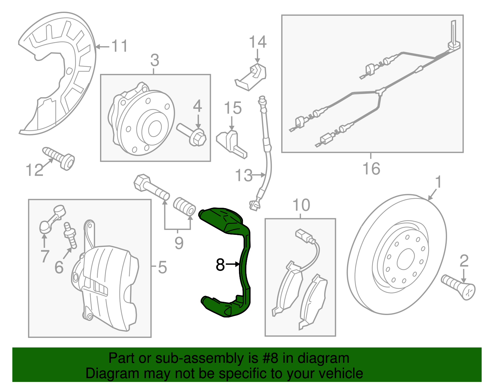 3C0-615-125-B - Caliper Mount 2012-2016 Volkswagen CC | Wolfsburg Parts ...