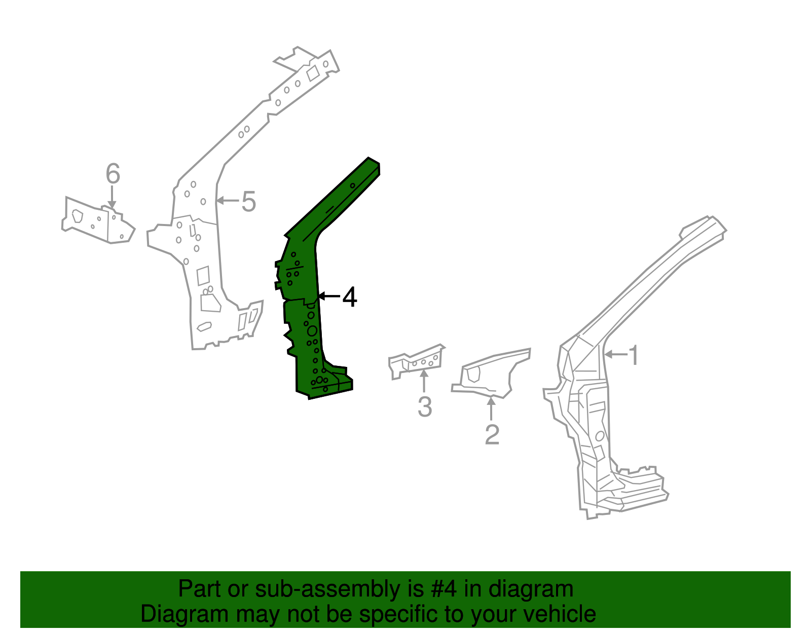 2014-2016 Toyota Corolla Hinge Pillar Reinforced 61109-02193 | Toyota ...