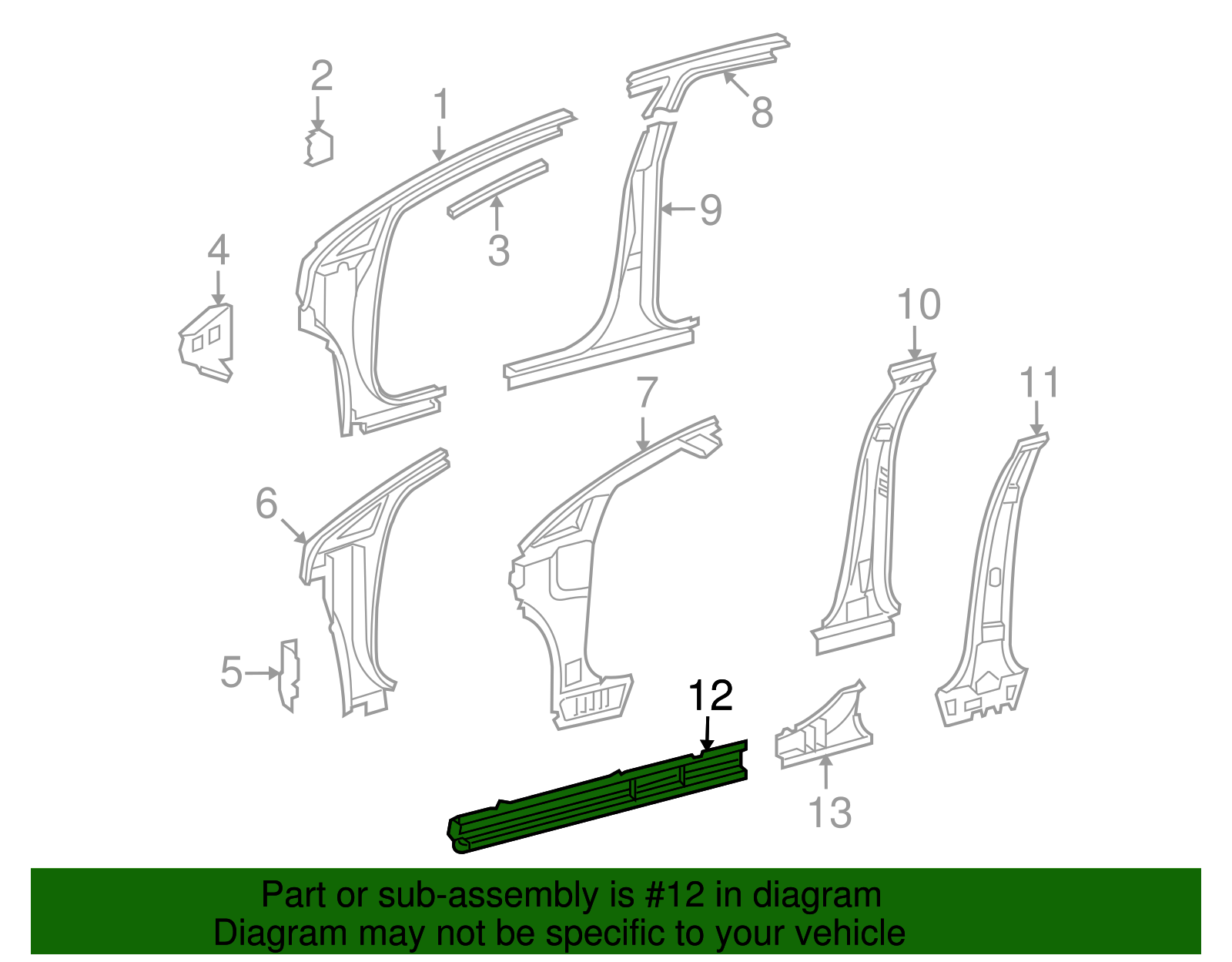 2009-2015 Toyota Venza Rocker Reinforced 61401-0T900 | Toyota Parts Center