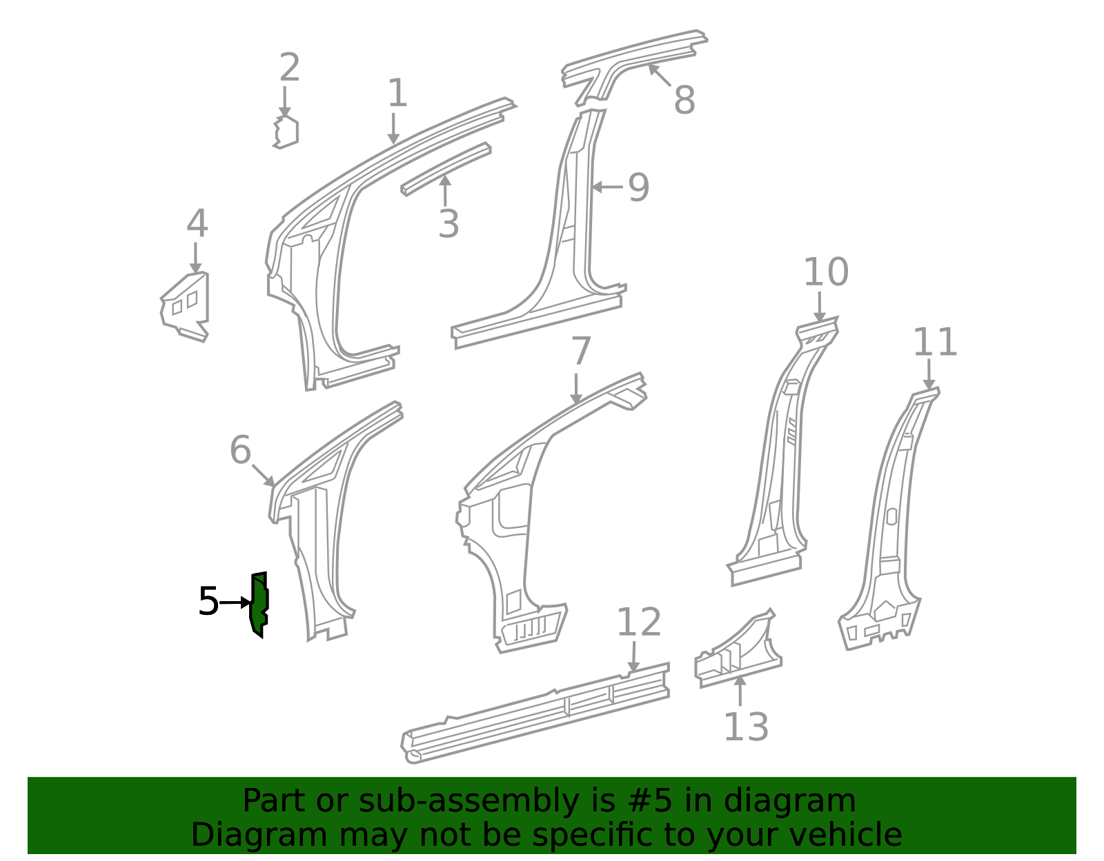 61142-0T010 - Hinge Pillar Gusset - 2009-2015 Toyota Venza | Toyota ...