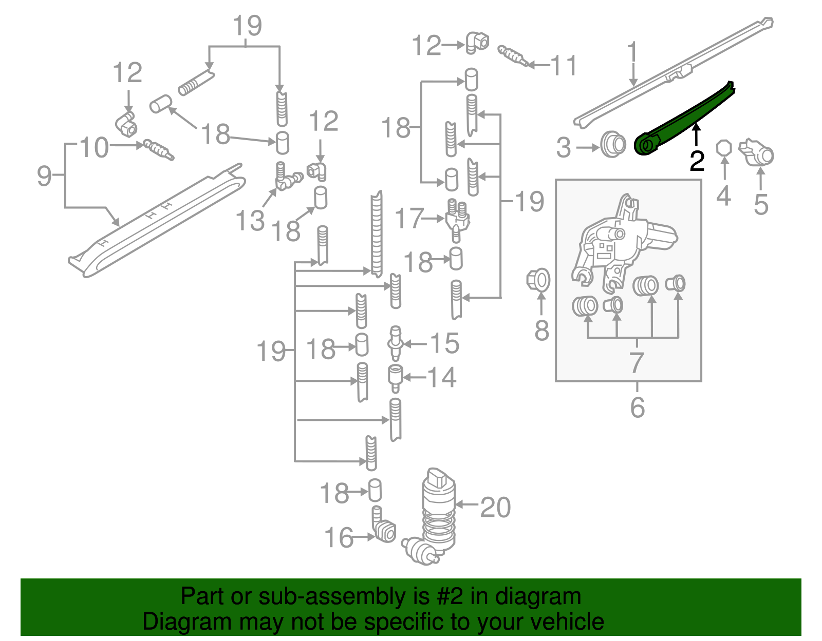 2018-2024 Volkswagen Tiguan Back Glass Wiper Arm 5NN-955-707-03C | VW ...