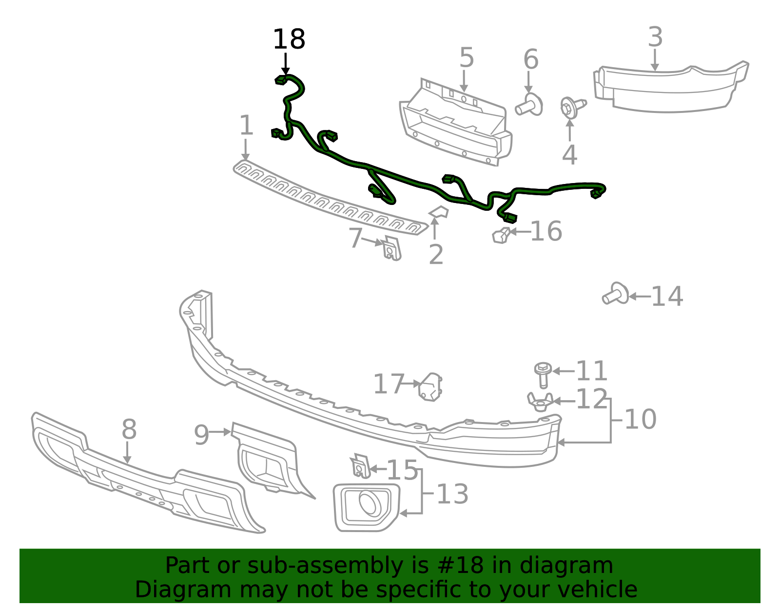 2015-2019 GMC Front Object Alarm Sensor Wiring Harness 23261394 GM ...