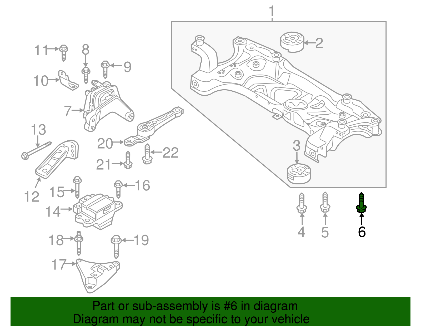N-911-433-01 - Engine Cradle Mount Bolt 2011-2022 Volkswagen ...