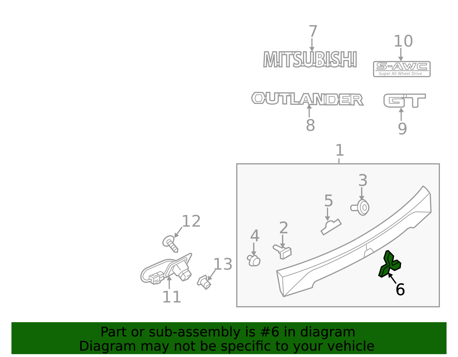 2014-2015 Mitsubishi Outlander Emblem 7415A096 | Mitsubishi Parts ...