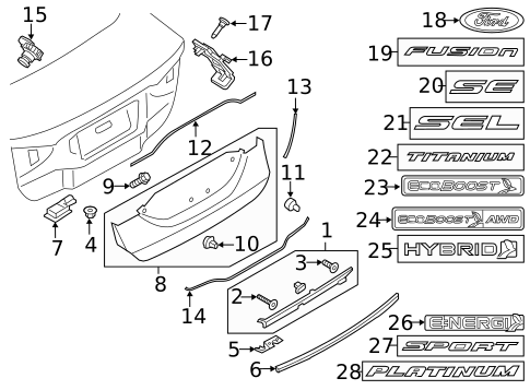 Exterior Trim - Trunk for 2019 Ford Fusion | Ford Parts Direct