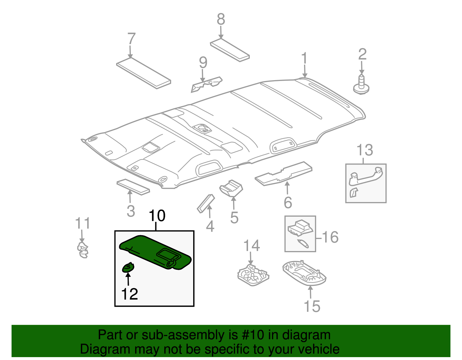 2008-2015 Scion xB Sun Visor (Left) 74320-12D01-B0 | OEM Parts Quick