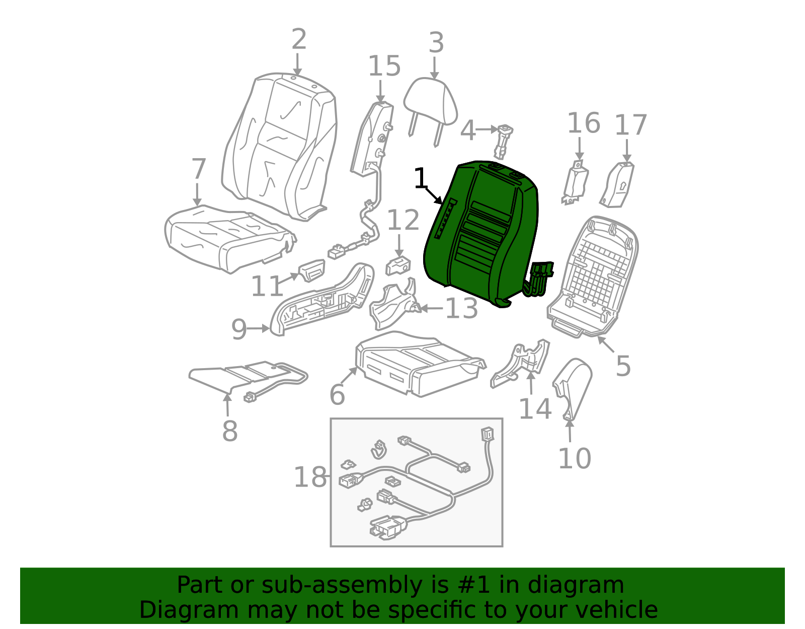 81127-TA0-A52 - 2011 Honda Accord - Pad R Front Seat-Back (With Opds ...