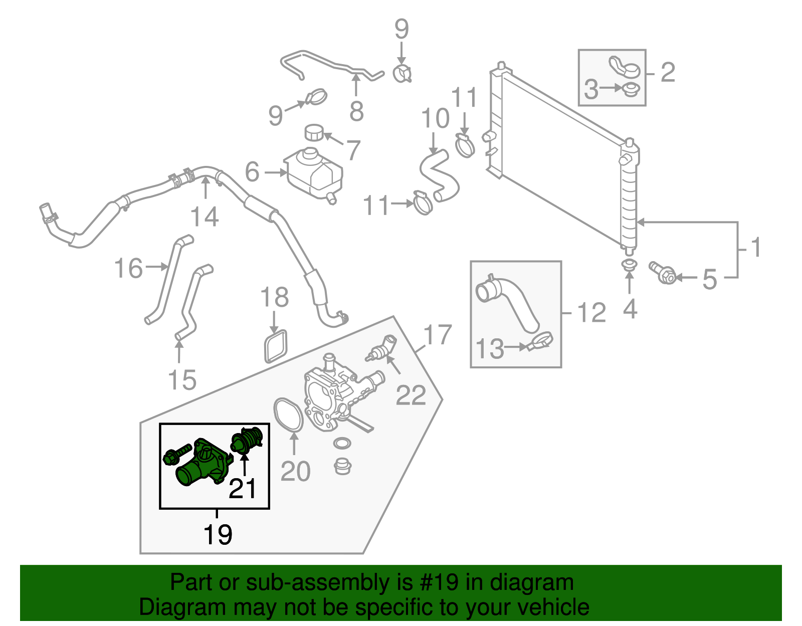 25199828 - Engine Coolant Thermostat Water Outlet Assembly with Seal ...