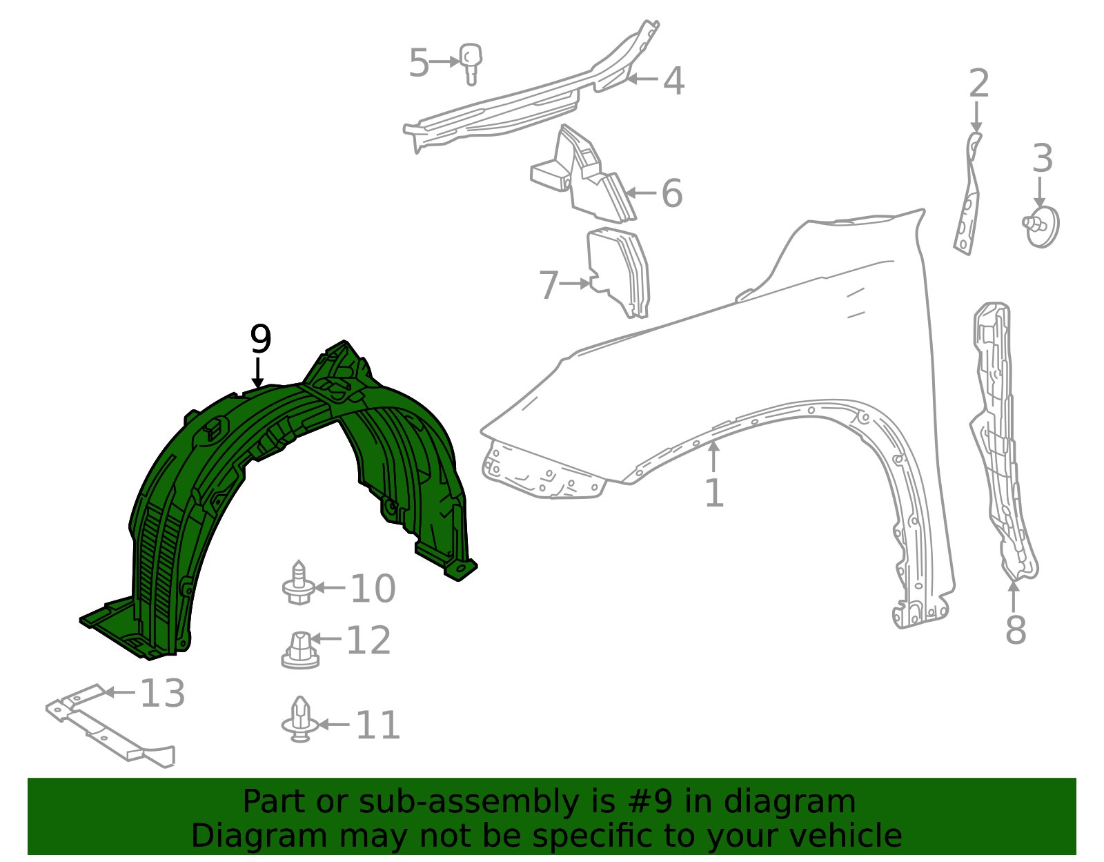 53805-0E180 - Fender Liner 2024-2025 Toyota Grand Highlander | Toyota ...