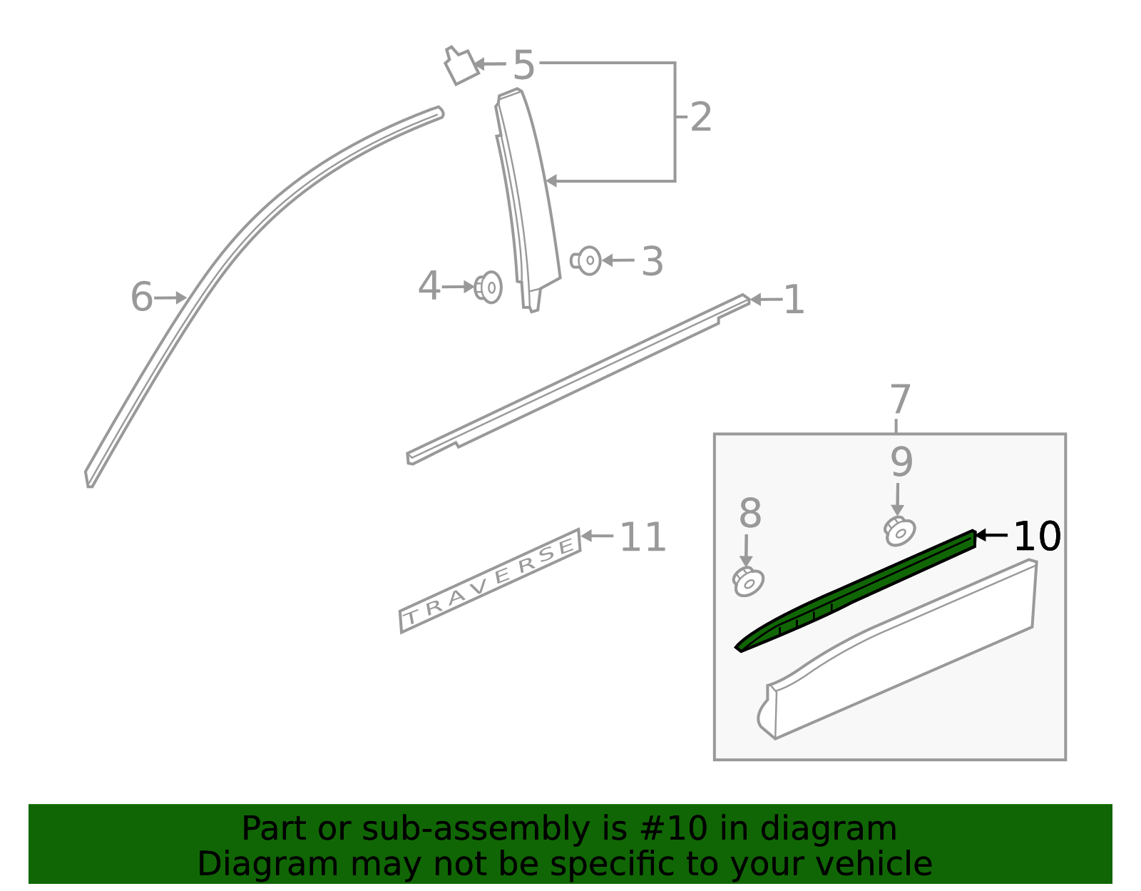 84176586 - Black Ice Chrome Front Passenger Side Door Molding Insert ...