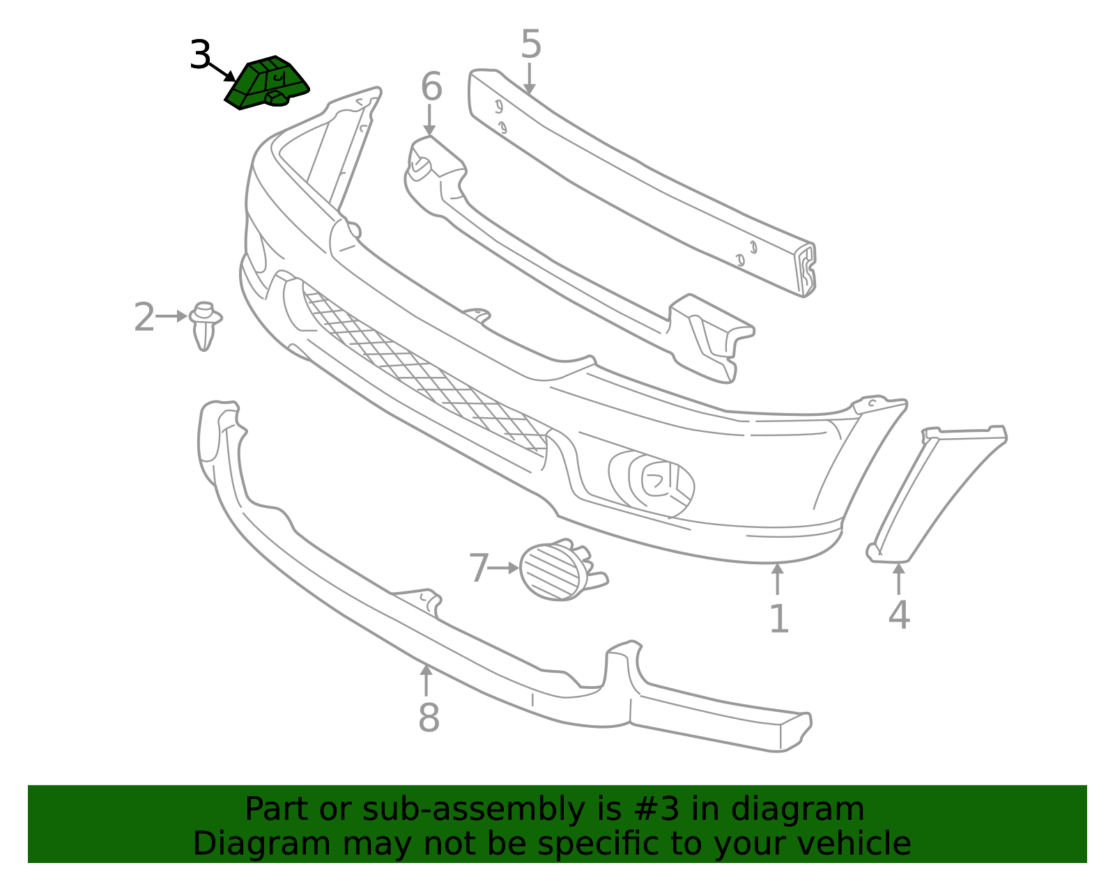 52115-0C010 - Bumper Cover Support Rail (Left, Right, Front) - 2001 ...