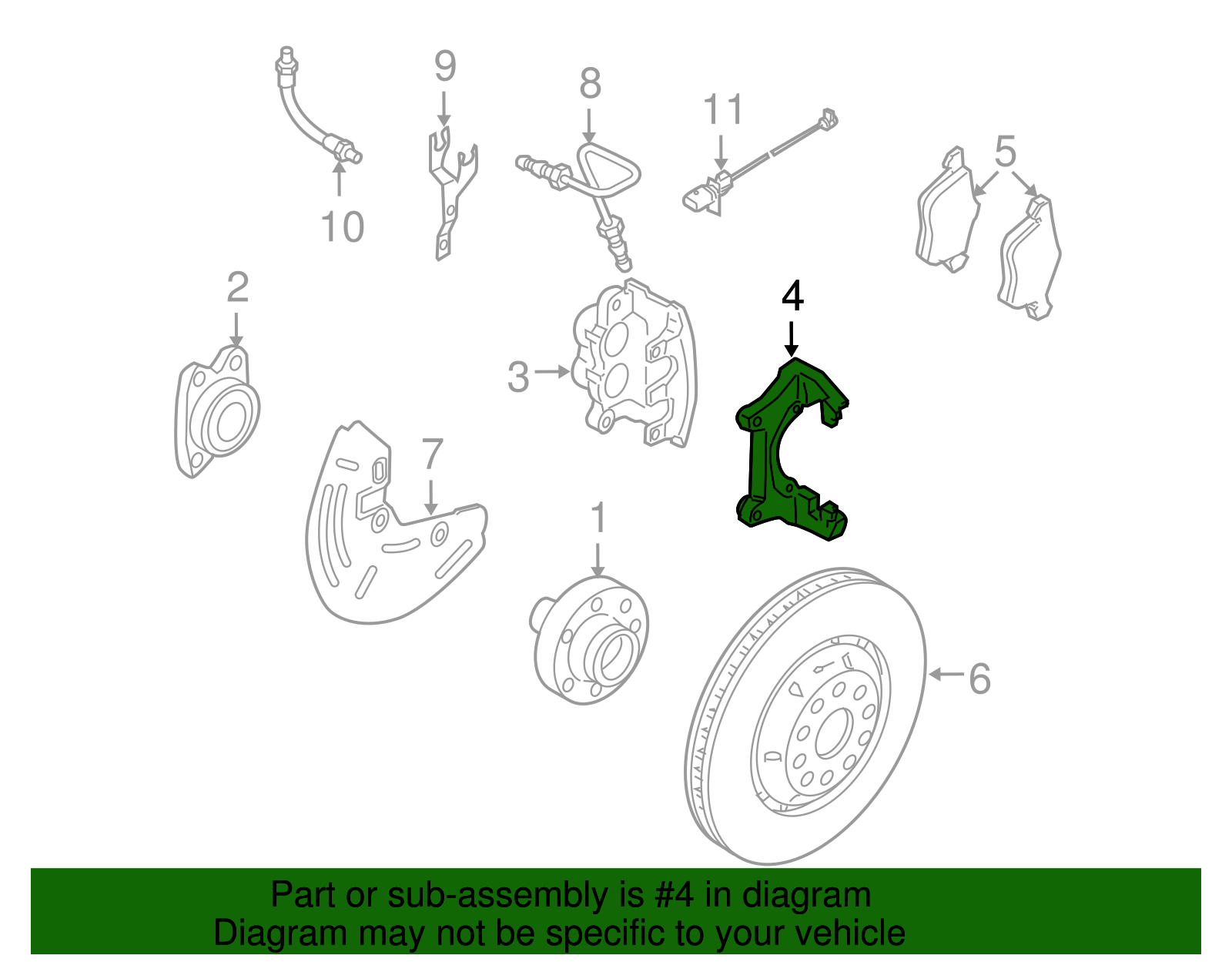 4E0-615-125-A - Caliper Mount 2004-2010 Audi | Audi OEM Parts Guy