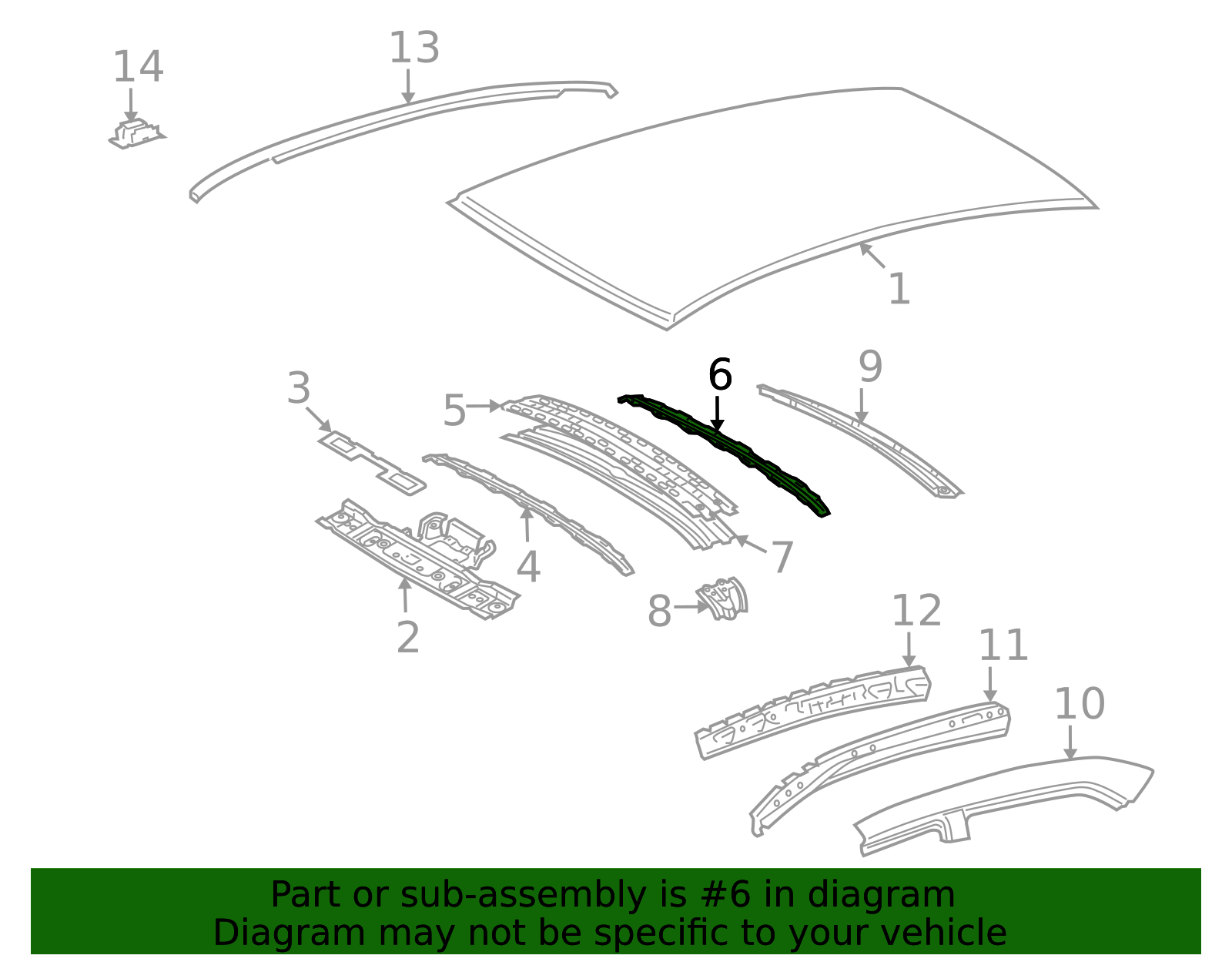 2009-2013 Toyota Corolla Roof Reinforced 63144-02090 | Toyota Parts Center
