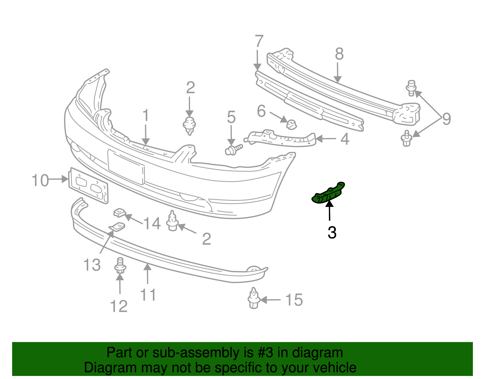 71193-S5A-003 - 2004-2005 Honda Civic - Spacer R Front Bumper Side ...