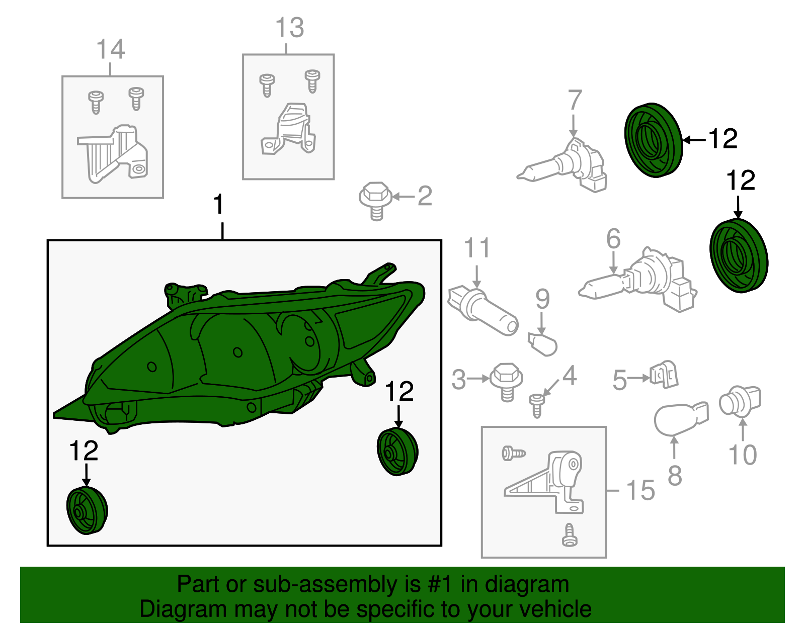 2011-2013 Toyota Corolla | Lens & Housing Right | 81130-12F10 | OEM ...