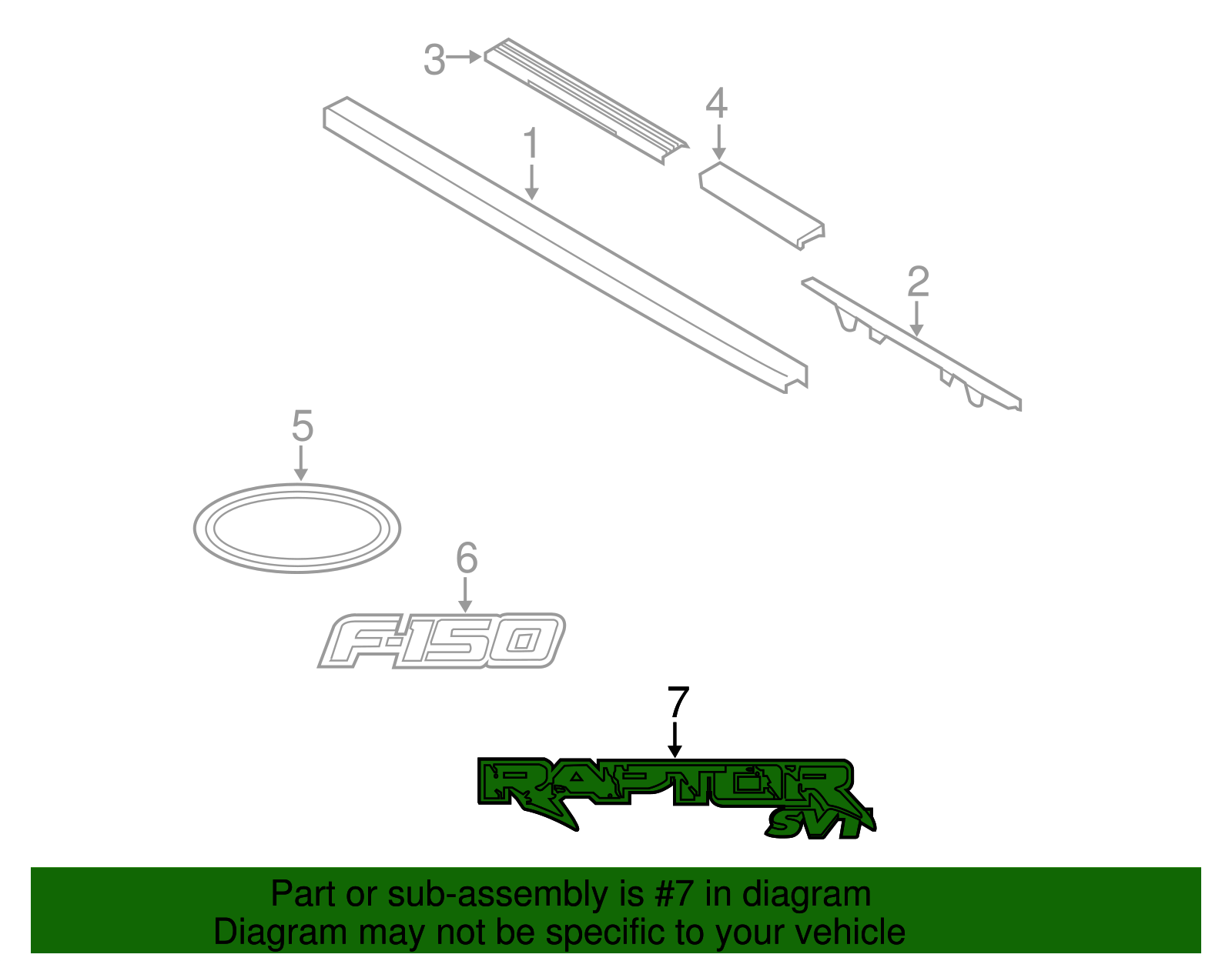 2010-2014 Ford F-150 2009-2014 Ford F-150 Raptor SVT Tailgate Black ...