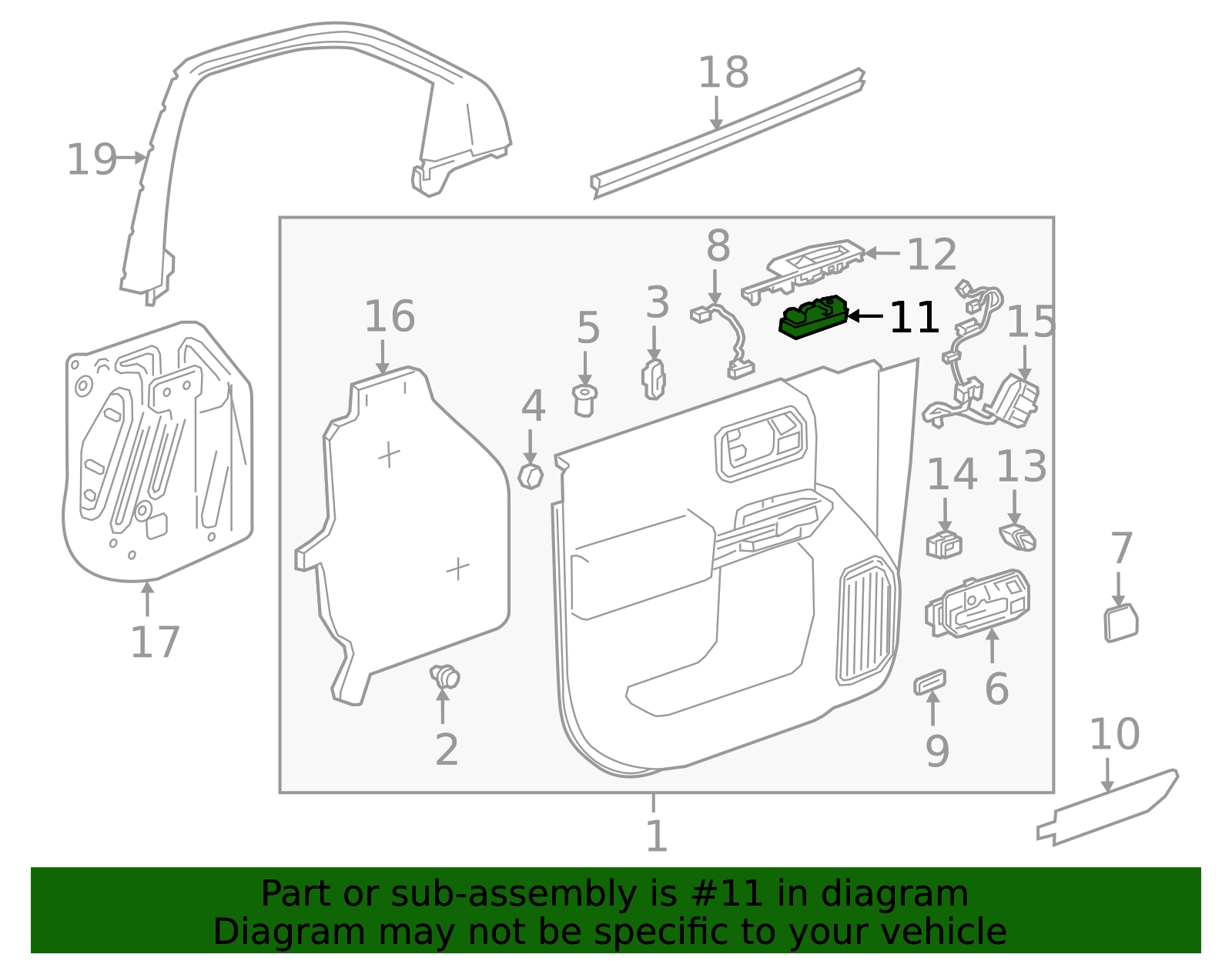 Black Front Driver Side Door Window Control Switch 84699725 GM ...