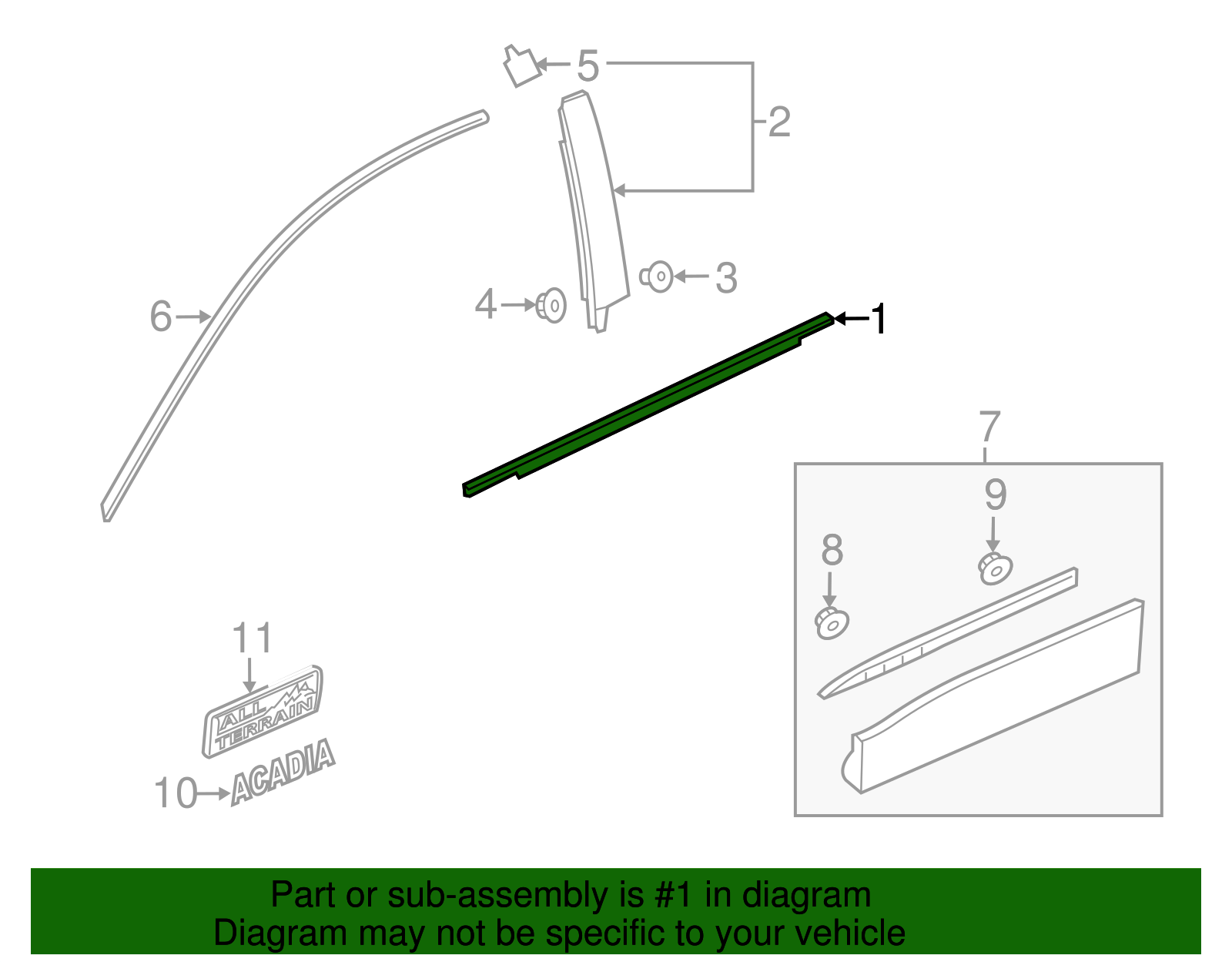 2017-2023 GMC Acadia Front Passenger Side Door Window Belt Reveal ...