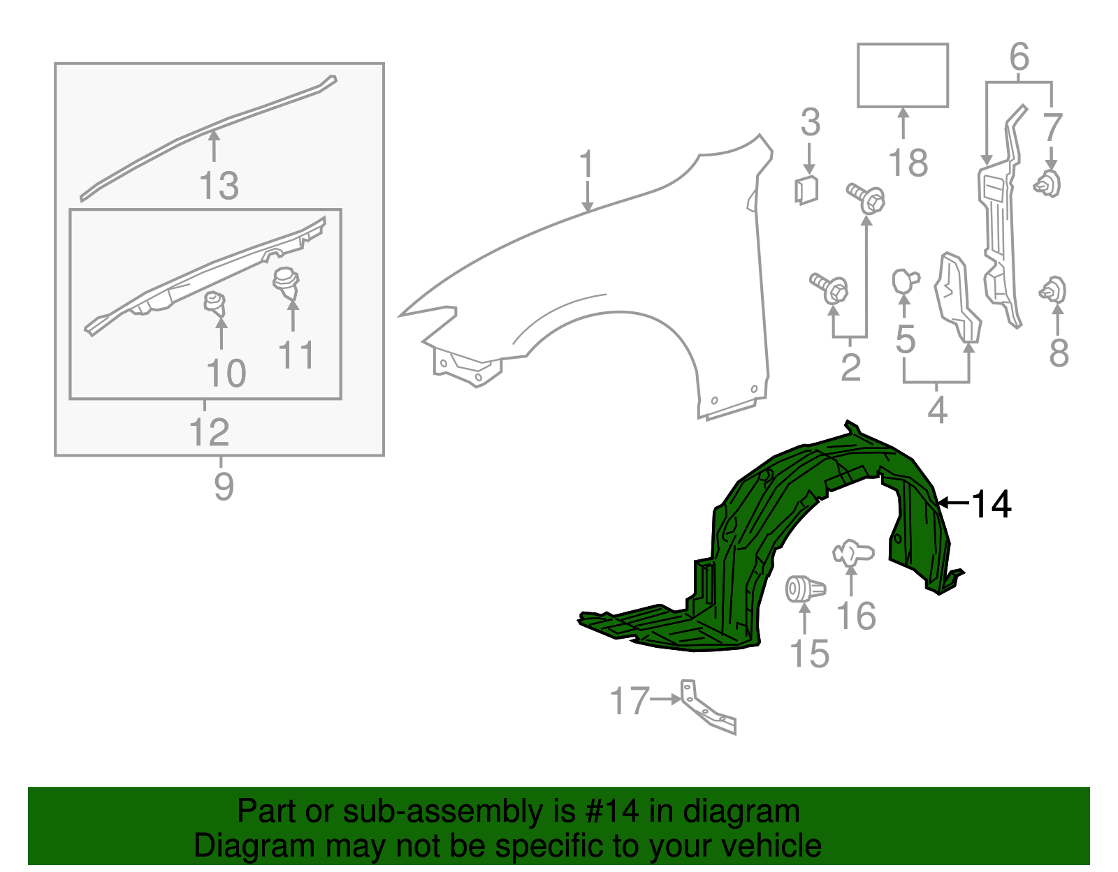 2015-2018 Lexus | Fender Liner | 53805-24050 | Express Lexus Parts