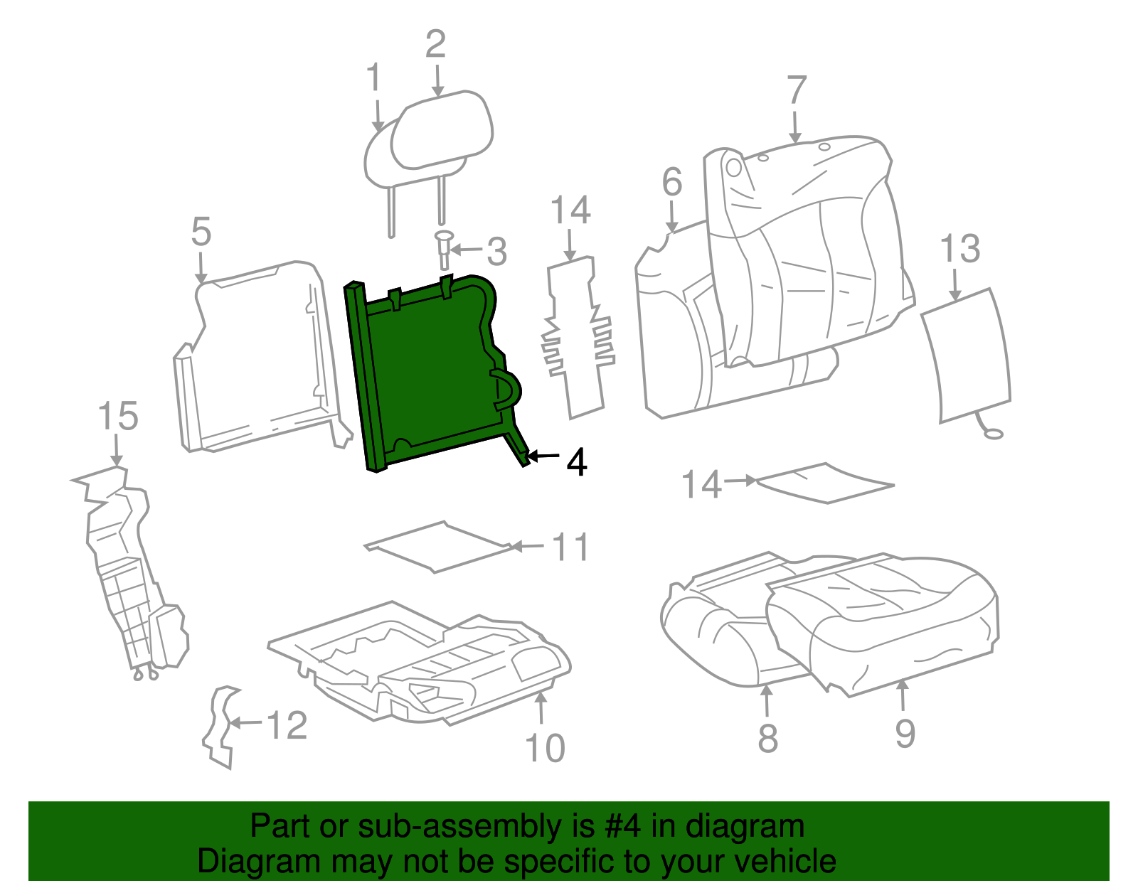 2005-2009 GM Driver Seat Back Frame 89043616 | Shop Matick Buick GMC