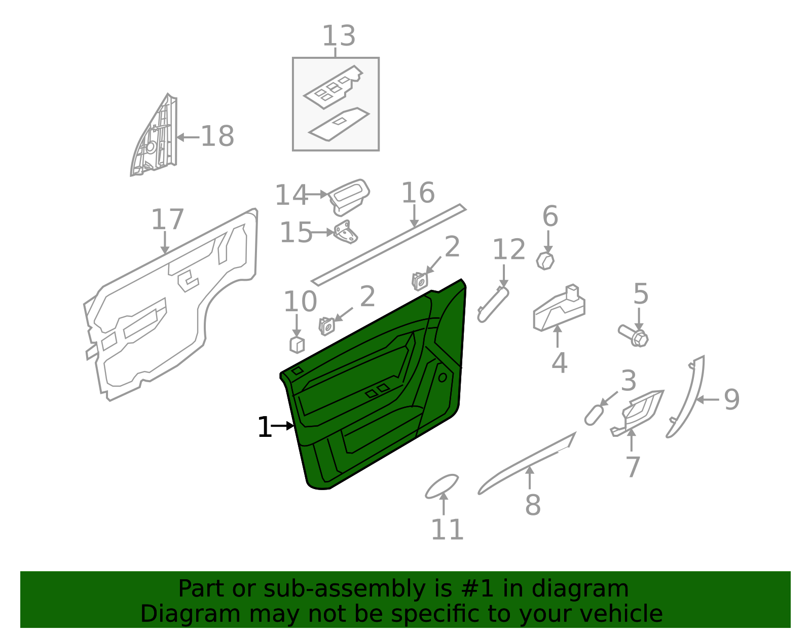 2009-2011 Chevrolet Aveo5 Door Trim Panel 96956660 | QuirkParts