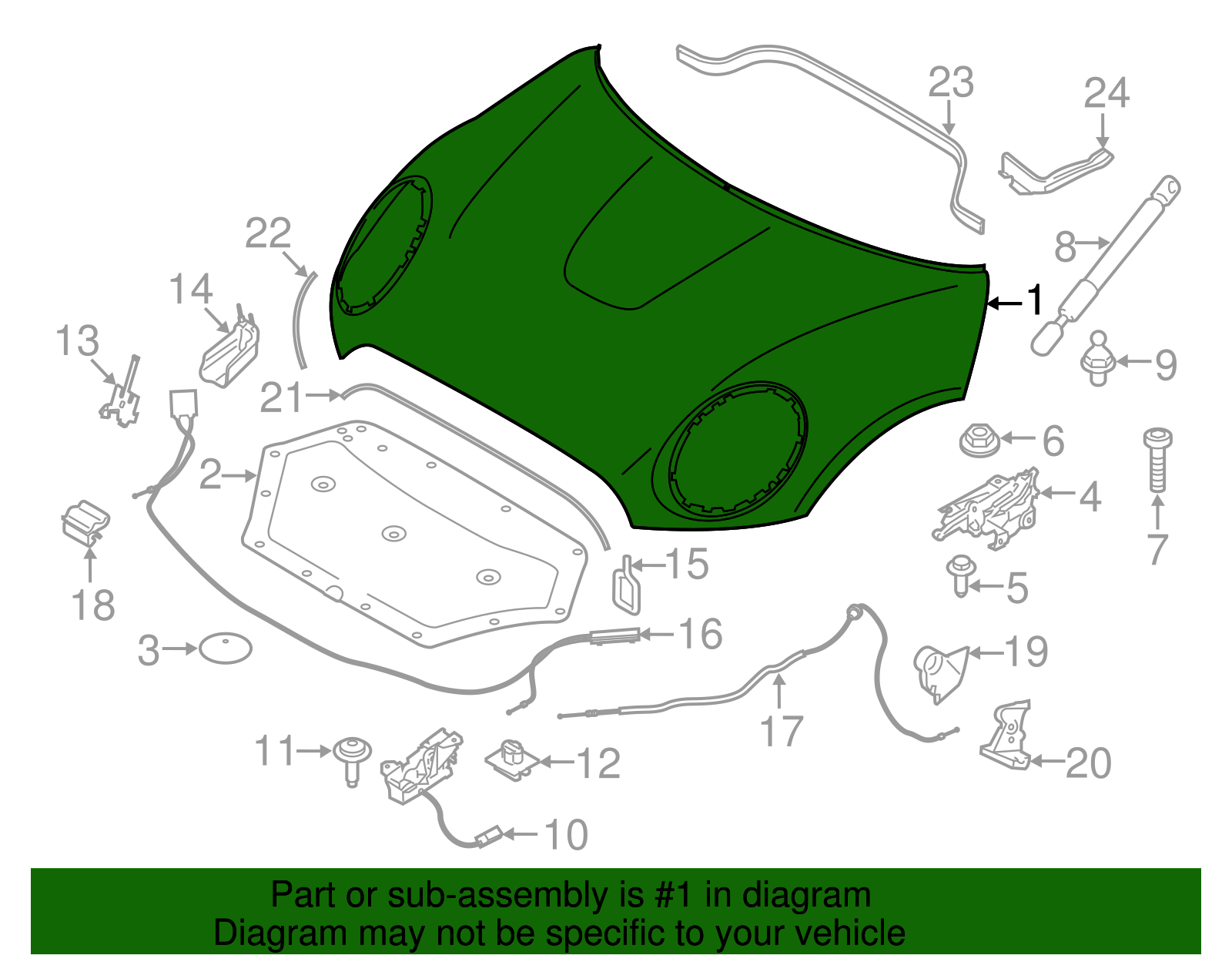 2017-2024 Mini Cooper Countryman Hood 41-00-9-626-977 | Mini Parts Direct