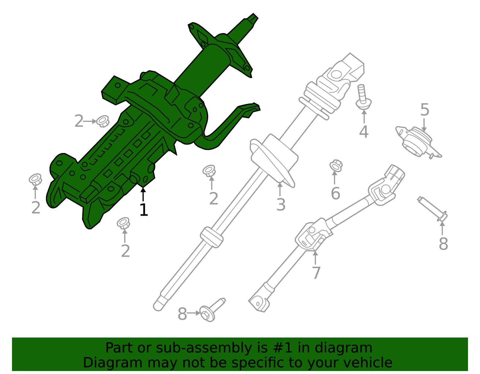 MB3Z-3C529-J - Column Assembly - 2024-2025 Ford Bronco | Lasco Auto Parts