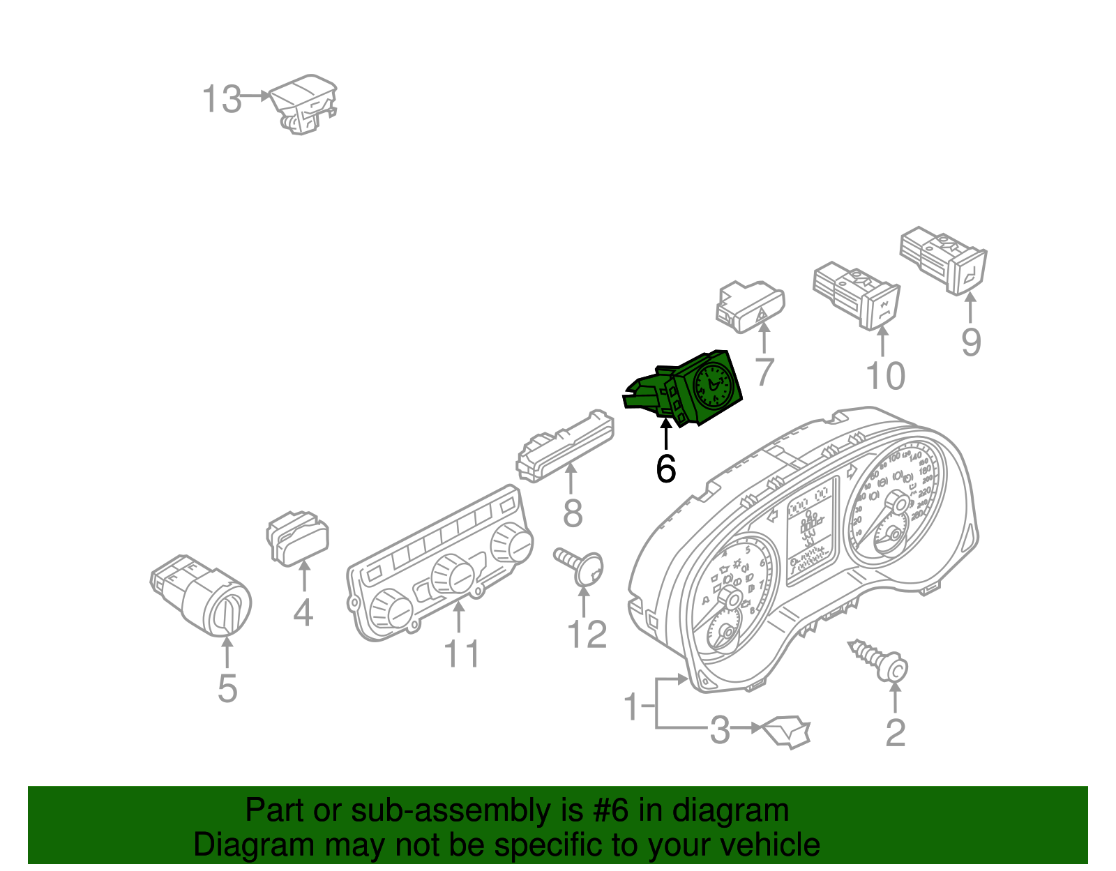 2012-2015 Volkswagen Passat Clock 561-919-204-B | VW Direct Auto Parts