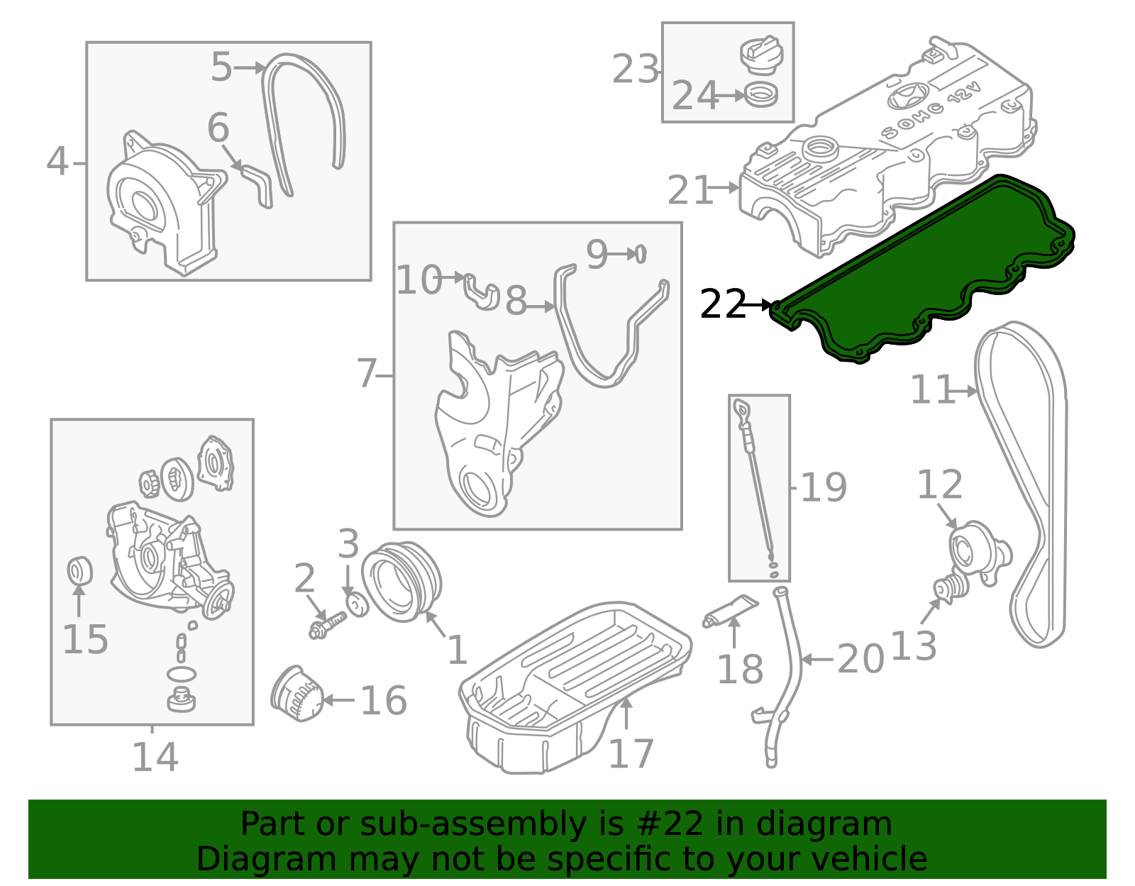 22441-22012 - Valve Cover Gasket - 1994-2002 Hyundai | World OEM Parts ...